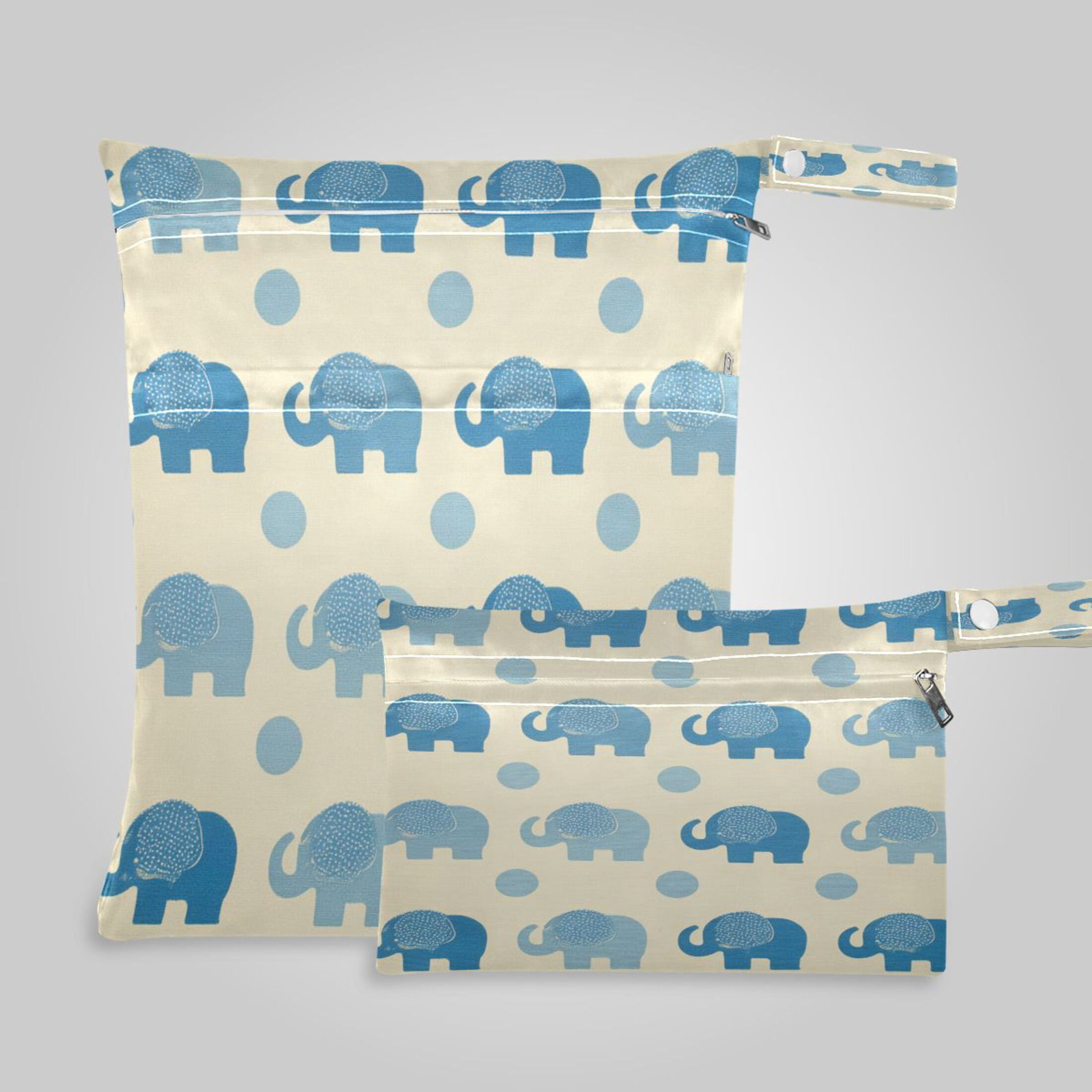 2 Pack Wet Dry Bags,Blue Polka Dot Elephants Waterproof Reusable Dual ...