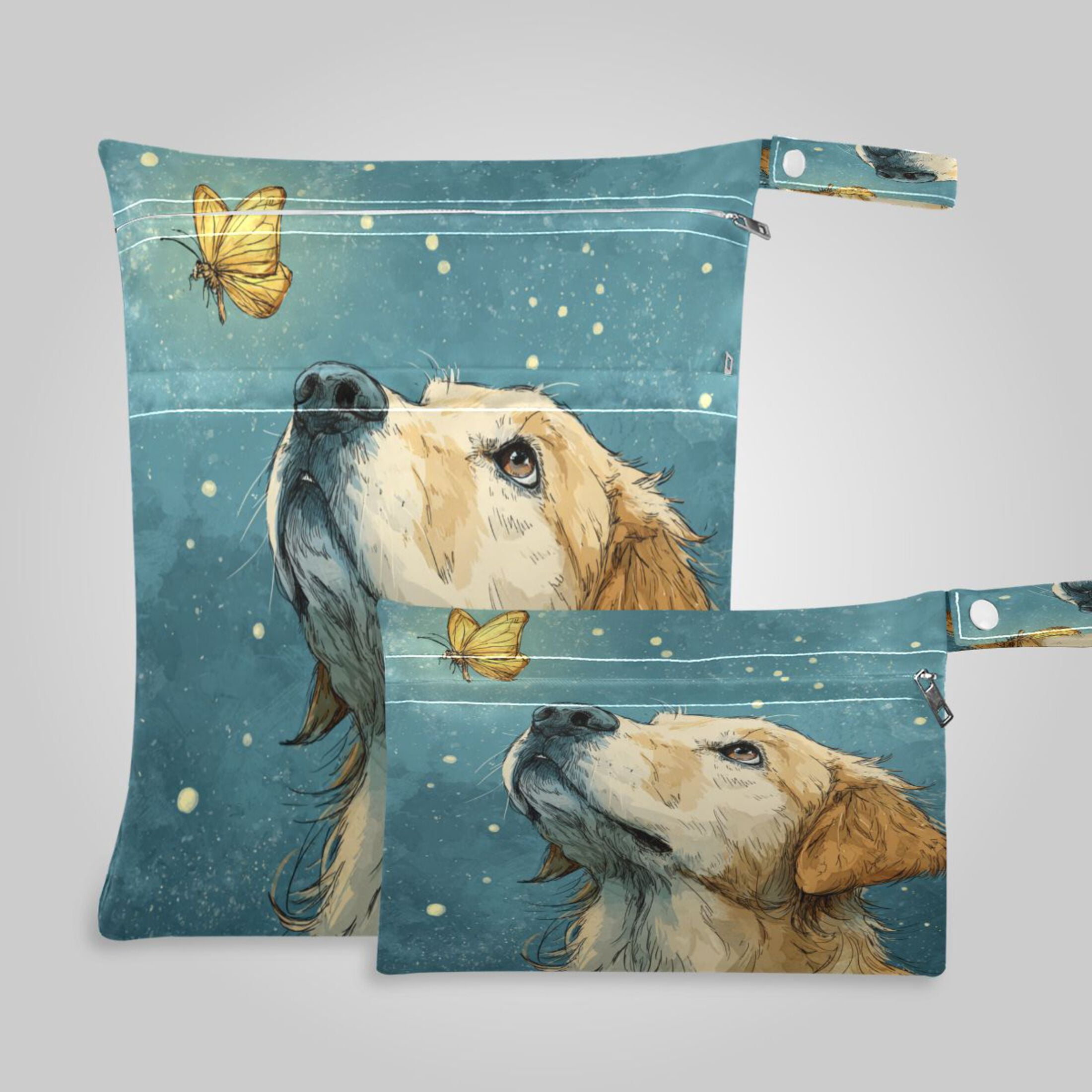 2 Pack Wet Dry Bags,Butterfly Kisses for A Pup Waterproof Reusable Dual ...
