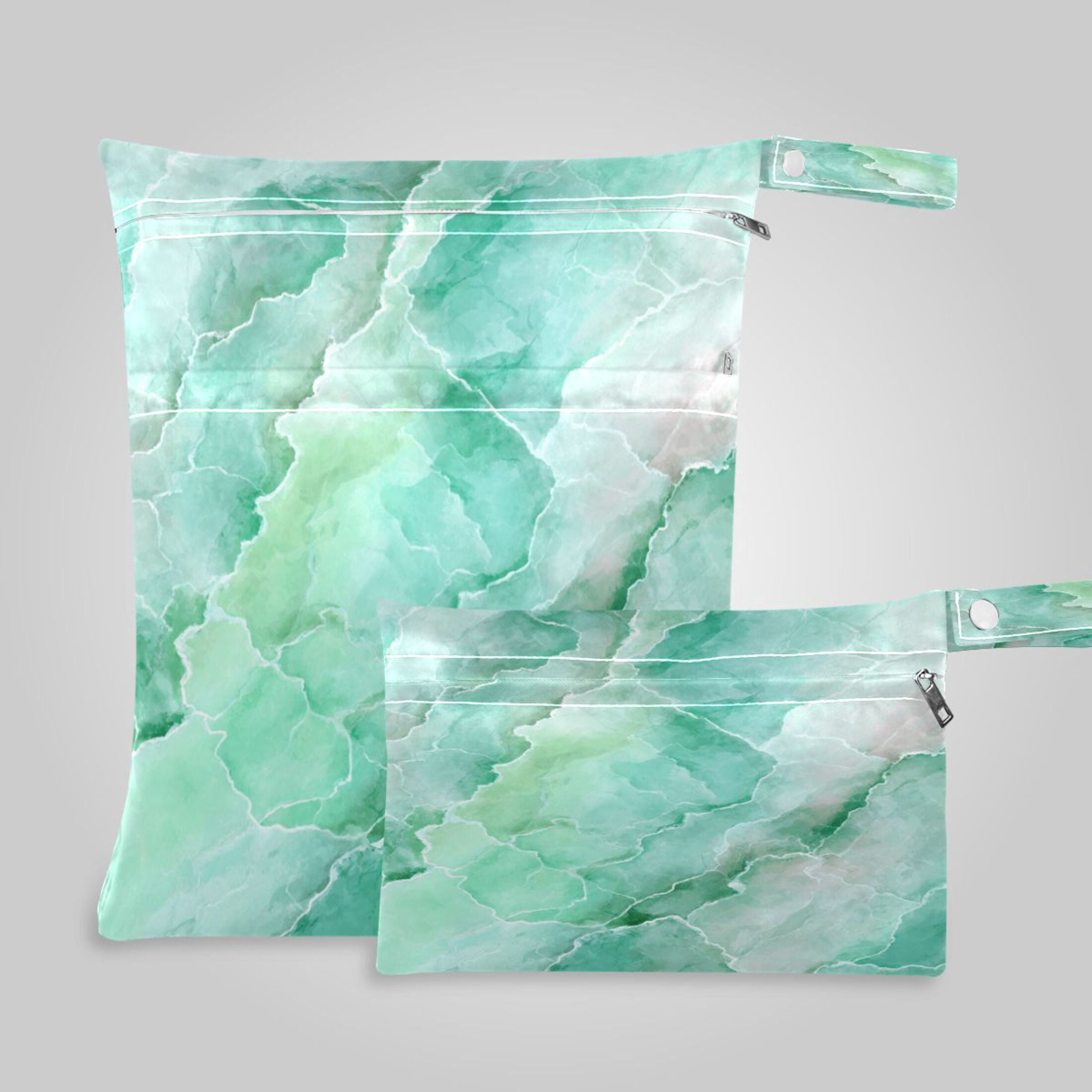 2 Pack Wet Dry Bags,Calm Mint Marble Pattern Waterproof Reusable Dual ...