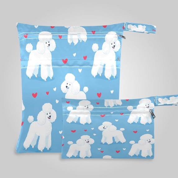2 Pack Wet Dry Bags,Cute Bubble Poodle Love Waterproof Reusable Dual ...