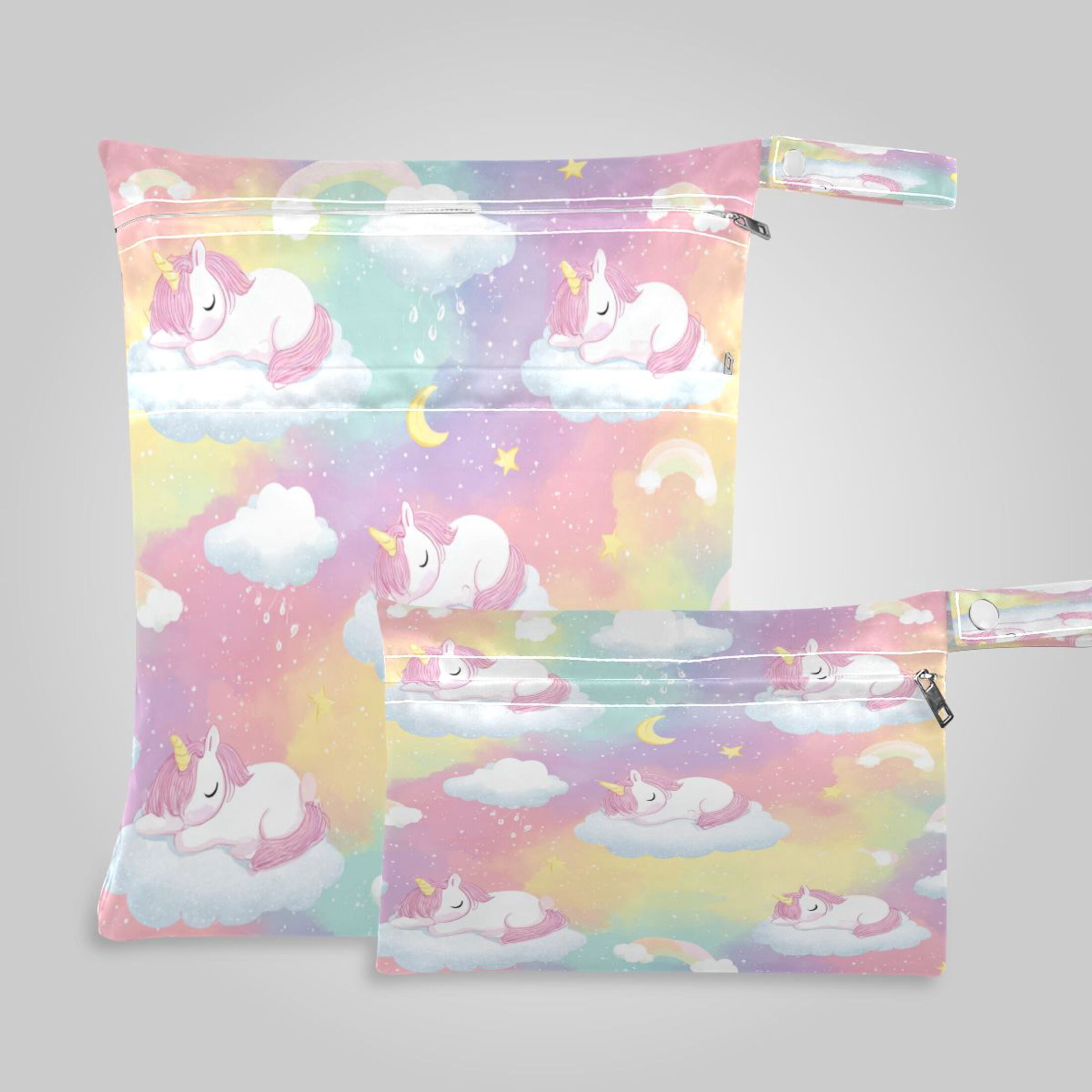 2 Pack Wet Dry Bags,Cute Cloud Unicorn Print Waterproof Reusable Dual ...
