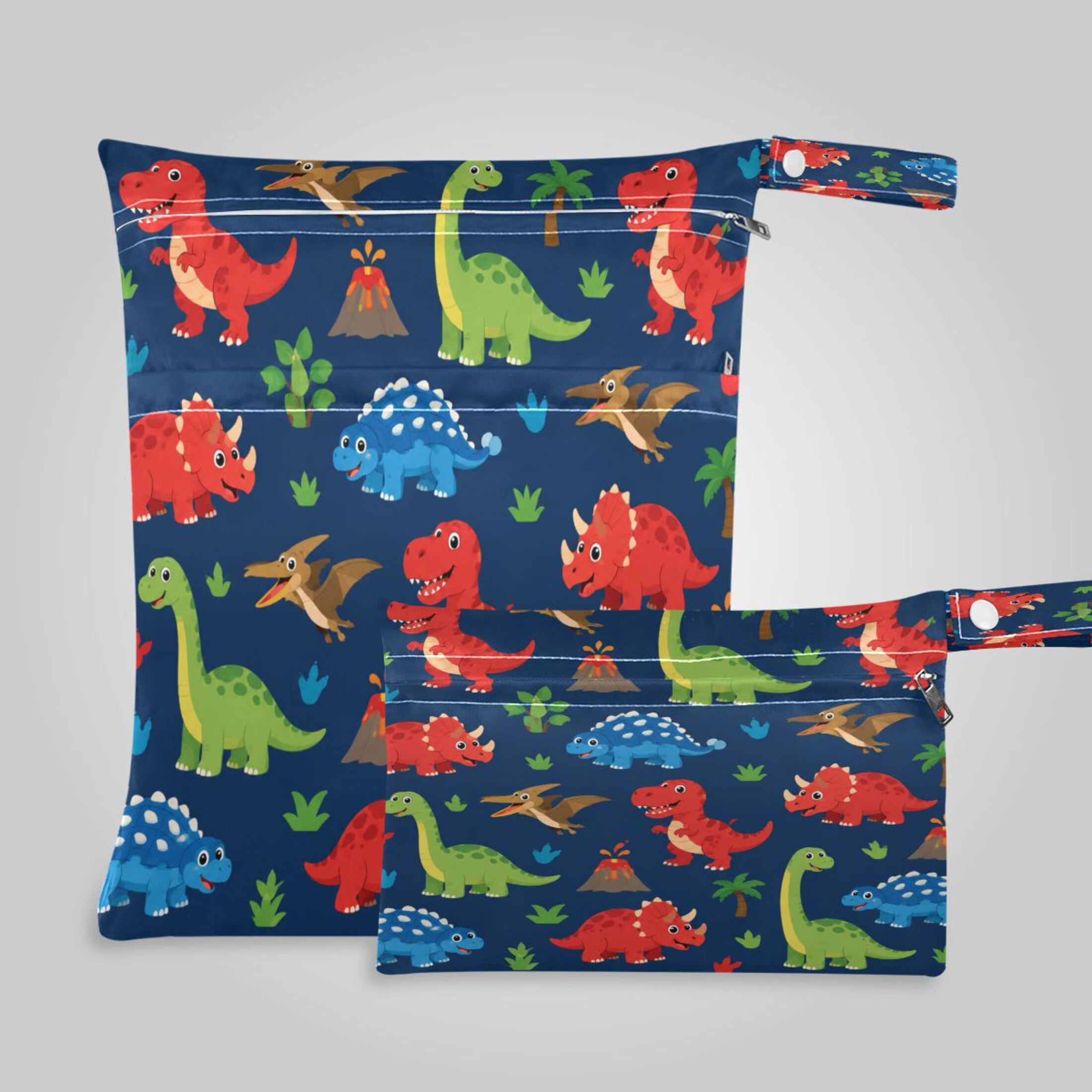 2 Pack Wet Dry Bags,Cute Dinosaur Volcano Pattern Waterproof Reusable ...