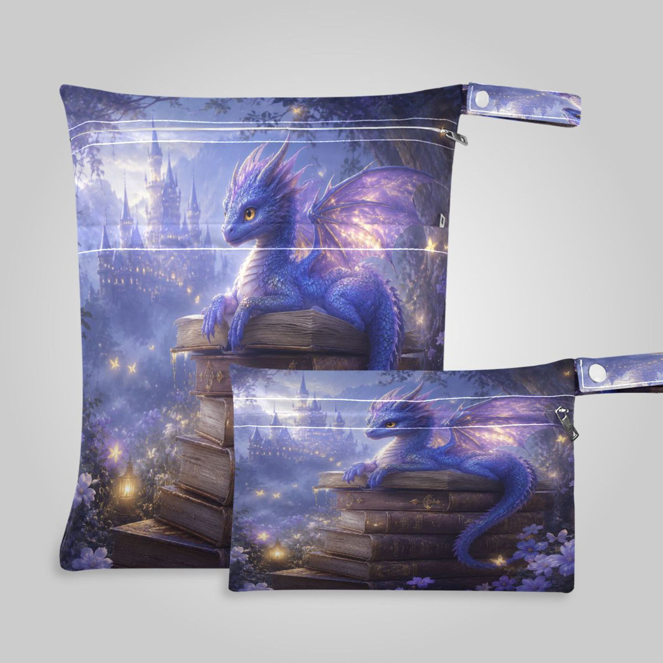 2 Pack Wet Dry Bags,Fantasy Dragon Castle Design Waterproof Reusable ...