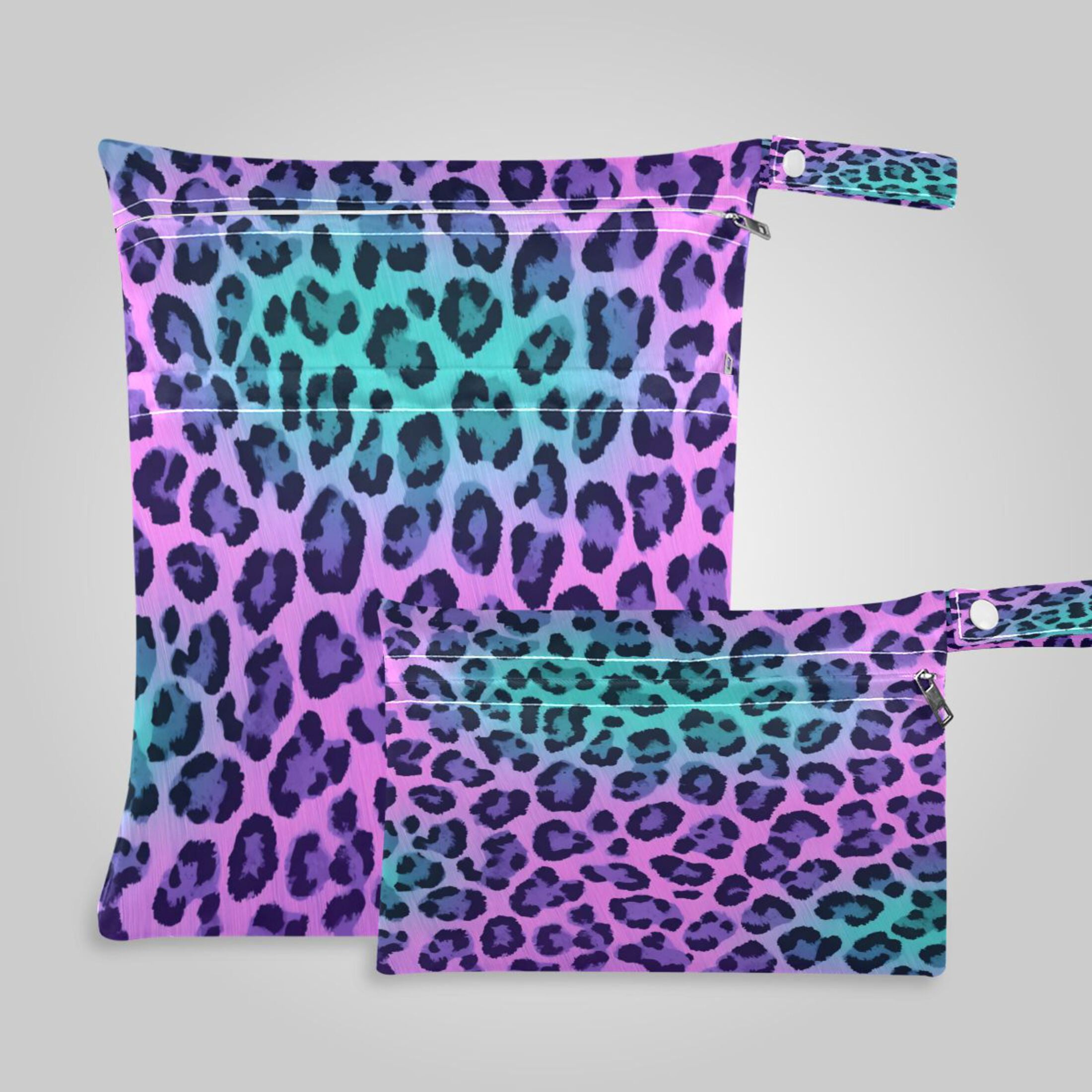 2 Pack Wet Dry Bags,Holographic Gradient Leopard Print Waterproof ...