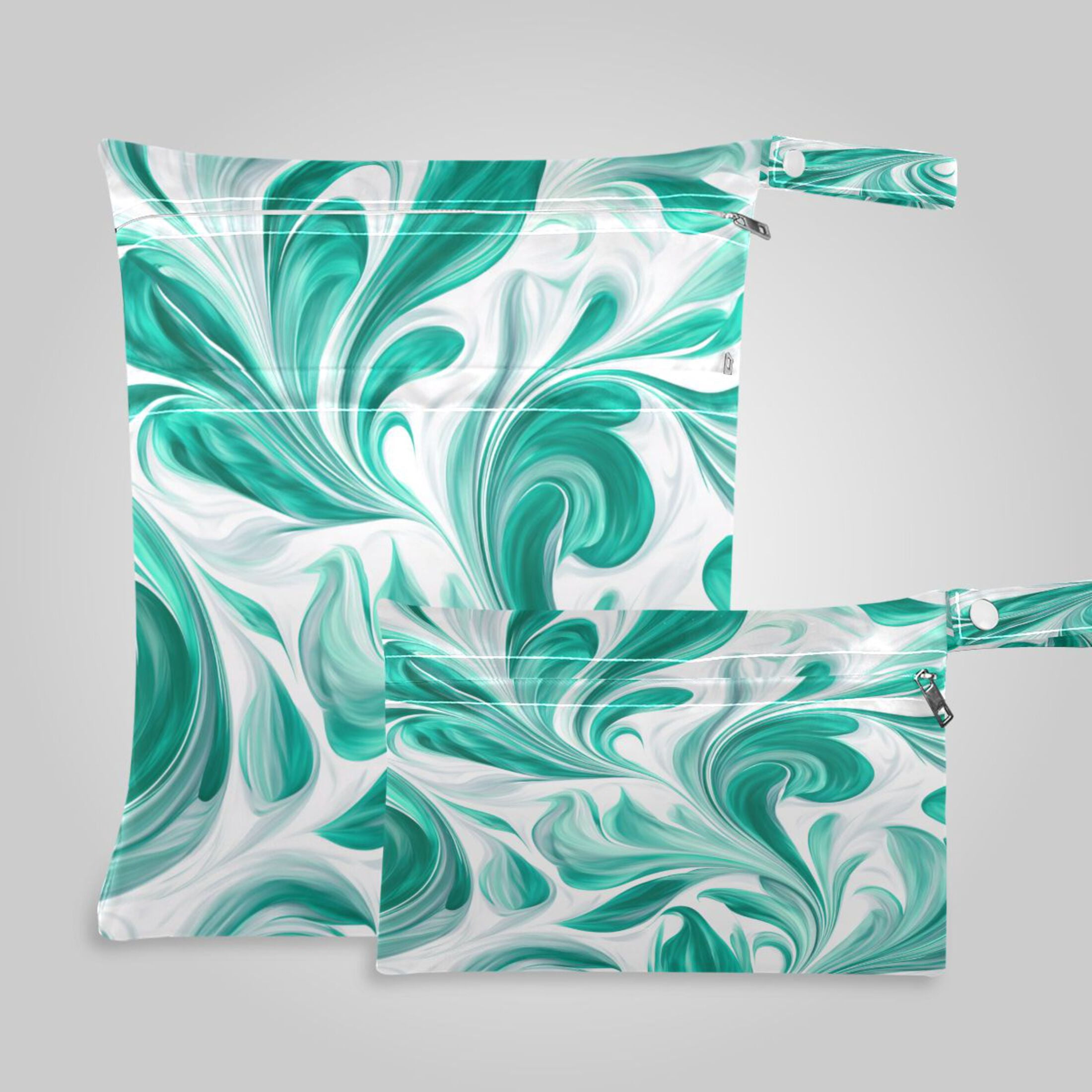 2 Pack Wet Dry Bags,Jade Green Marble Pattern Waterproof Reusable Dual ...