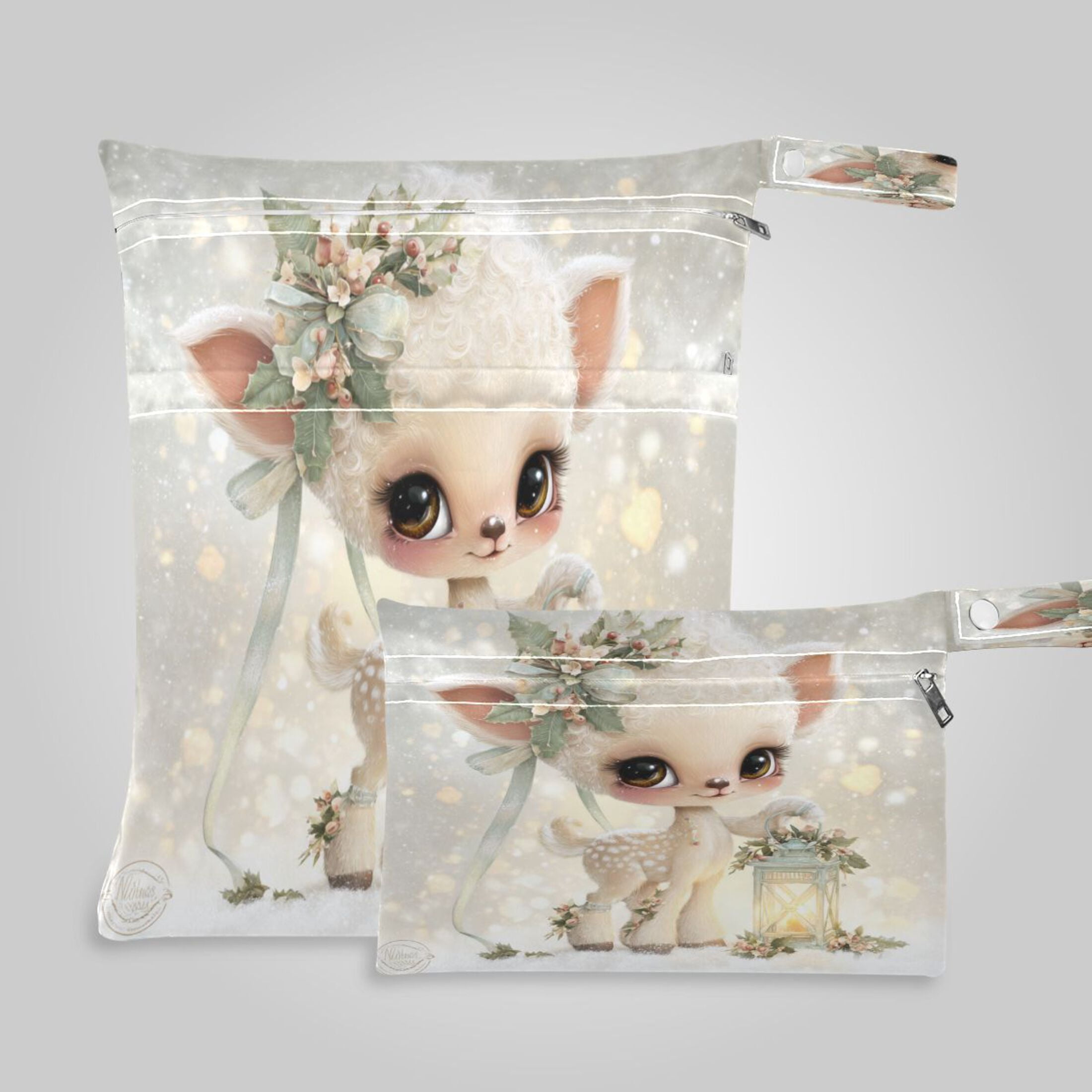 2 Pack Wet Dry Bags,Kawaii Cute Baby Deer Waterproof Reusable Dual ...