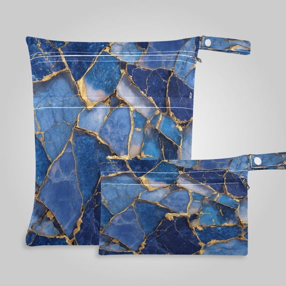 2 Pack Wet Dry Bags,Kintsugi Waves Of Sapphire Waterproof Reusable Dual ...