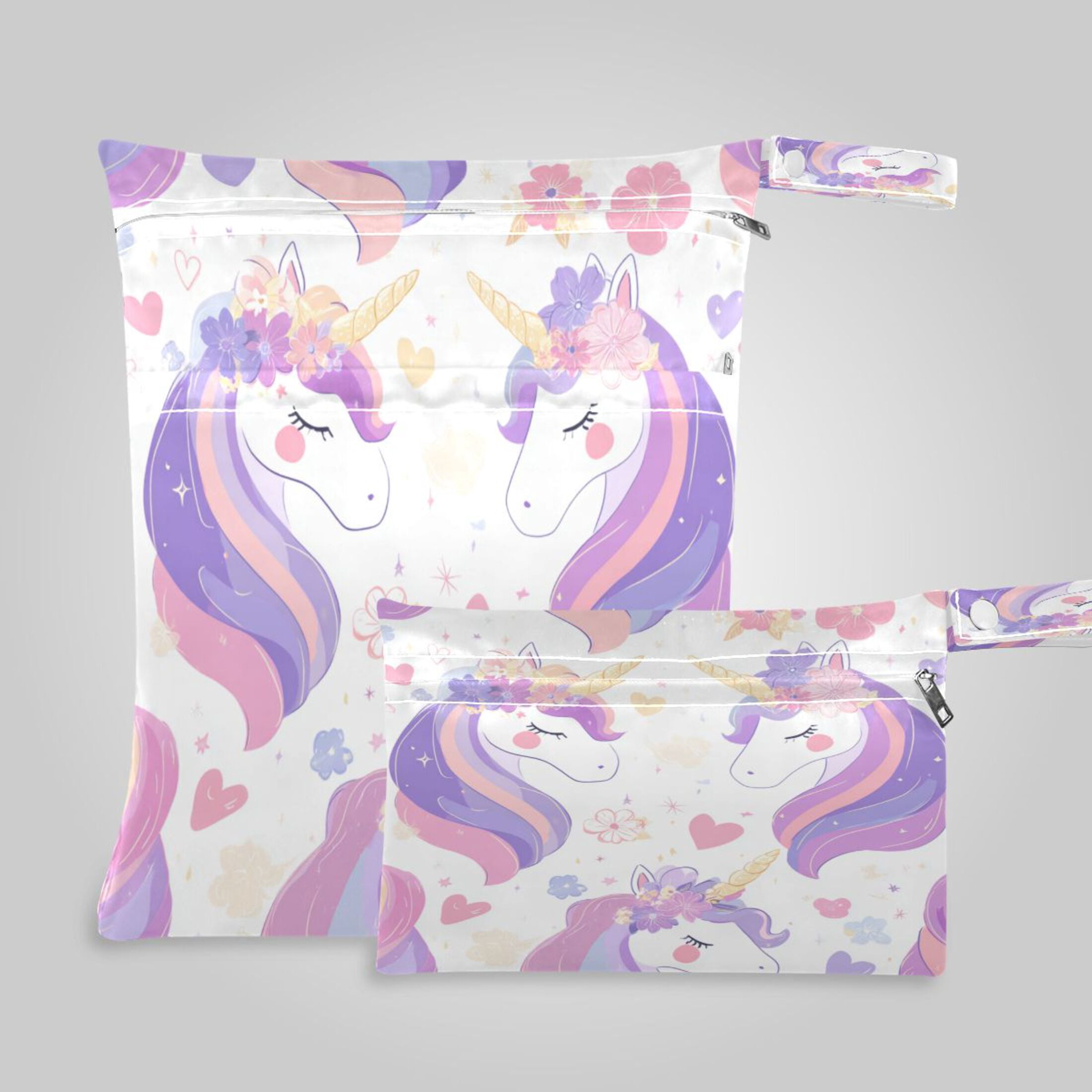 2 Pack Wet Dry Bags,Magical Unicorn Garden Pattern Waterproof Reusable ...