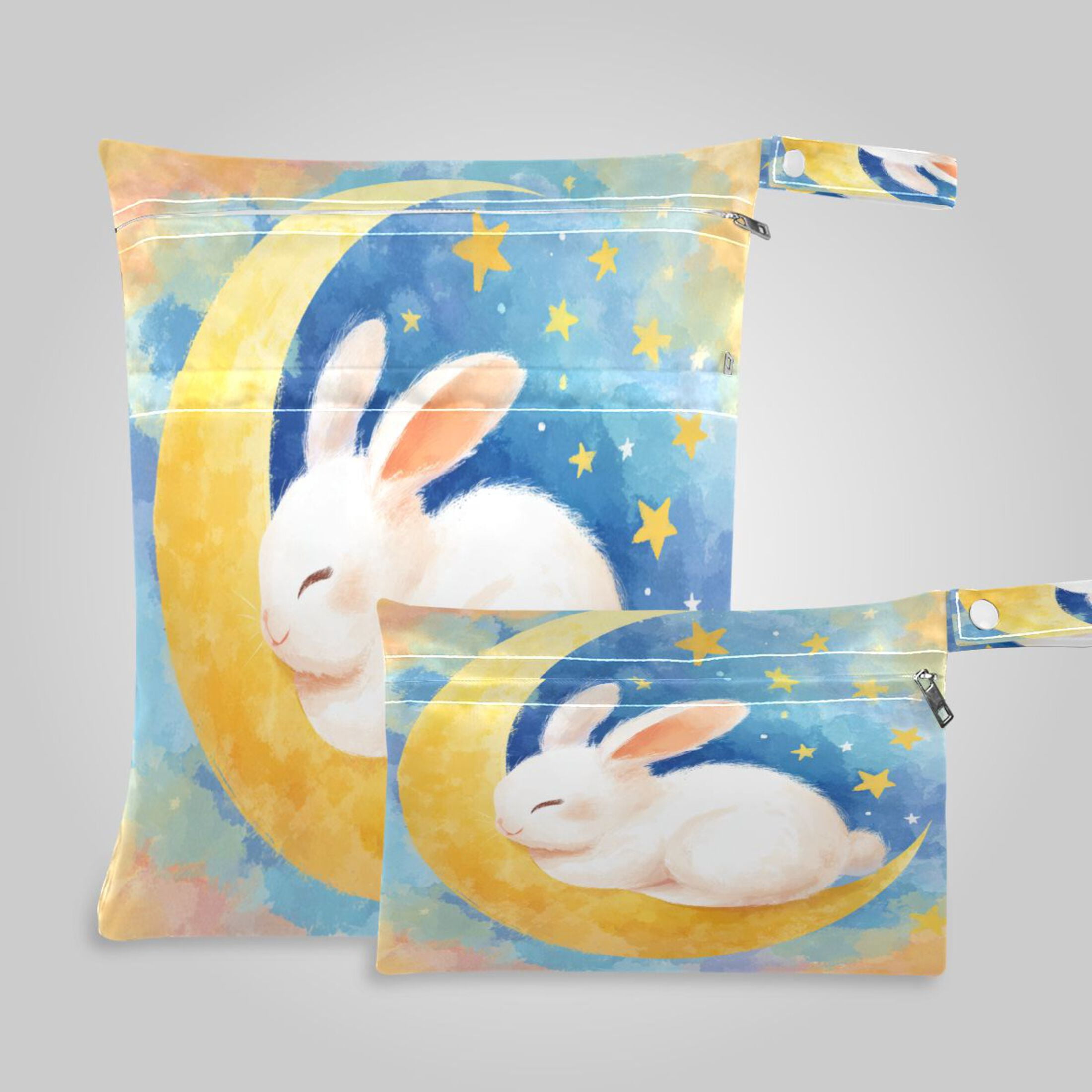 2 Pack Wet Dry Bags,Moonlit Bunny Dreams Waterproof Reusable Dual ...