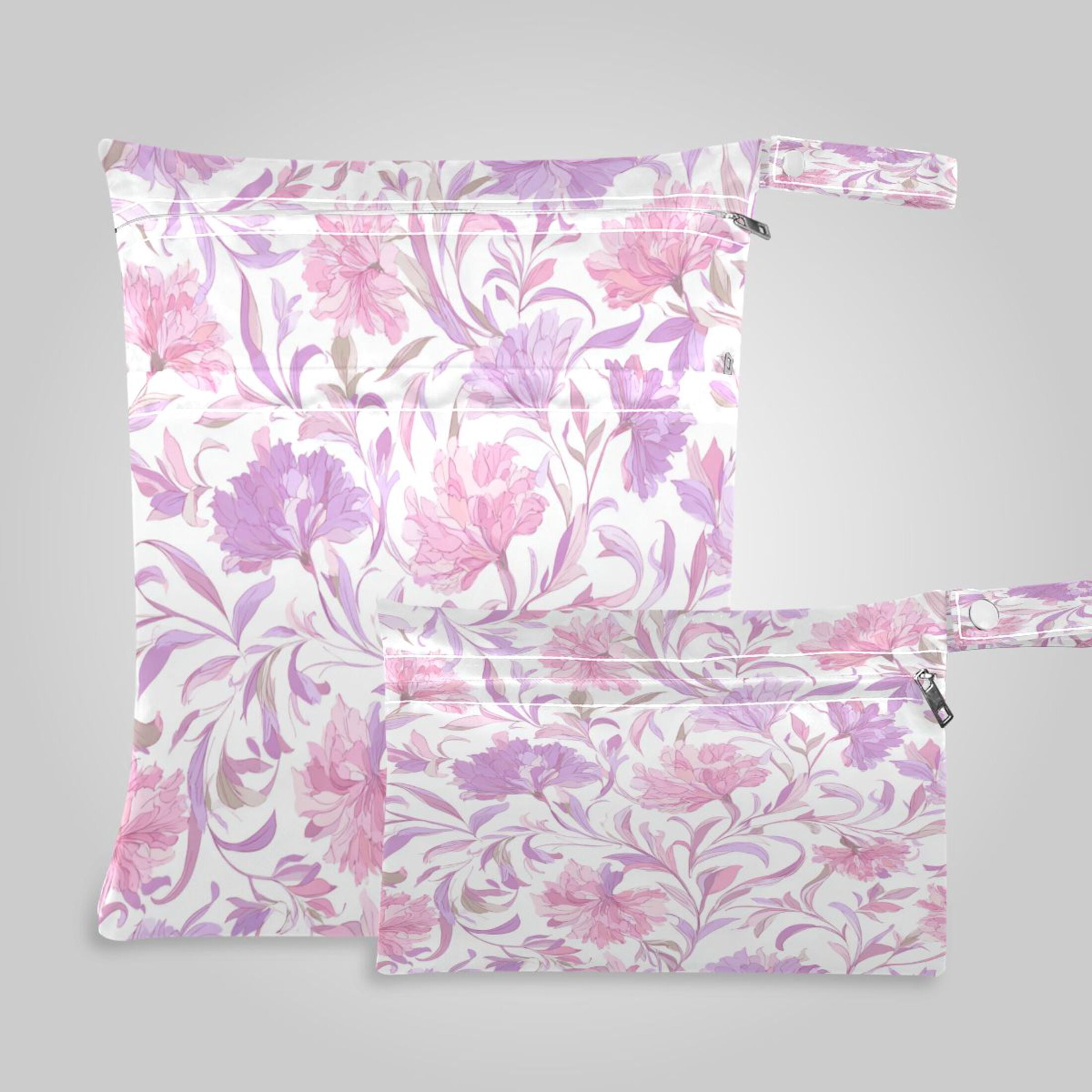 2 Pack Wet Dry Bags,Pink Colors Whimsical Flowers Waterproof Reusable ...