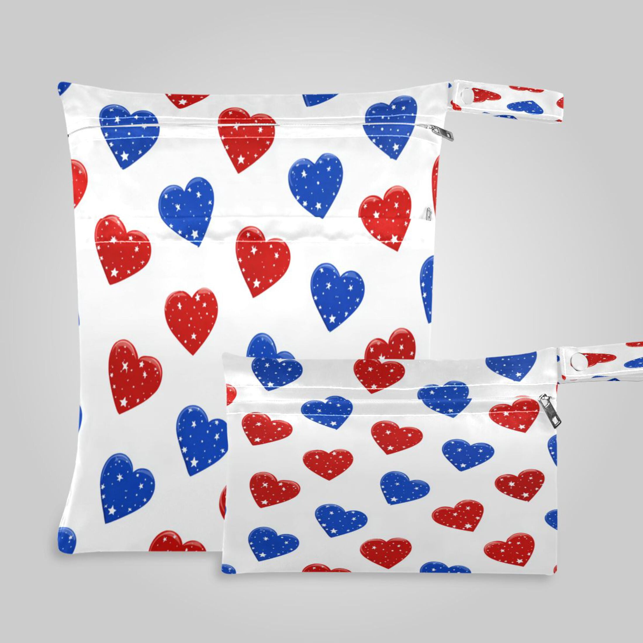 2 Pack Wet Dry Bags,Red Blue Star Heart Art Waterproof Reusable Dual ...