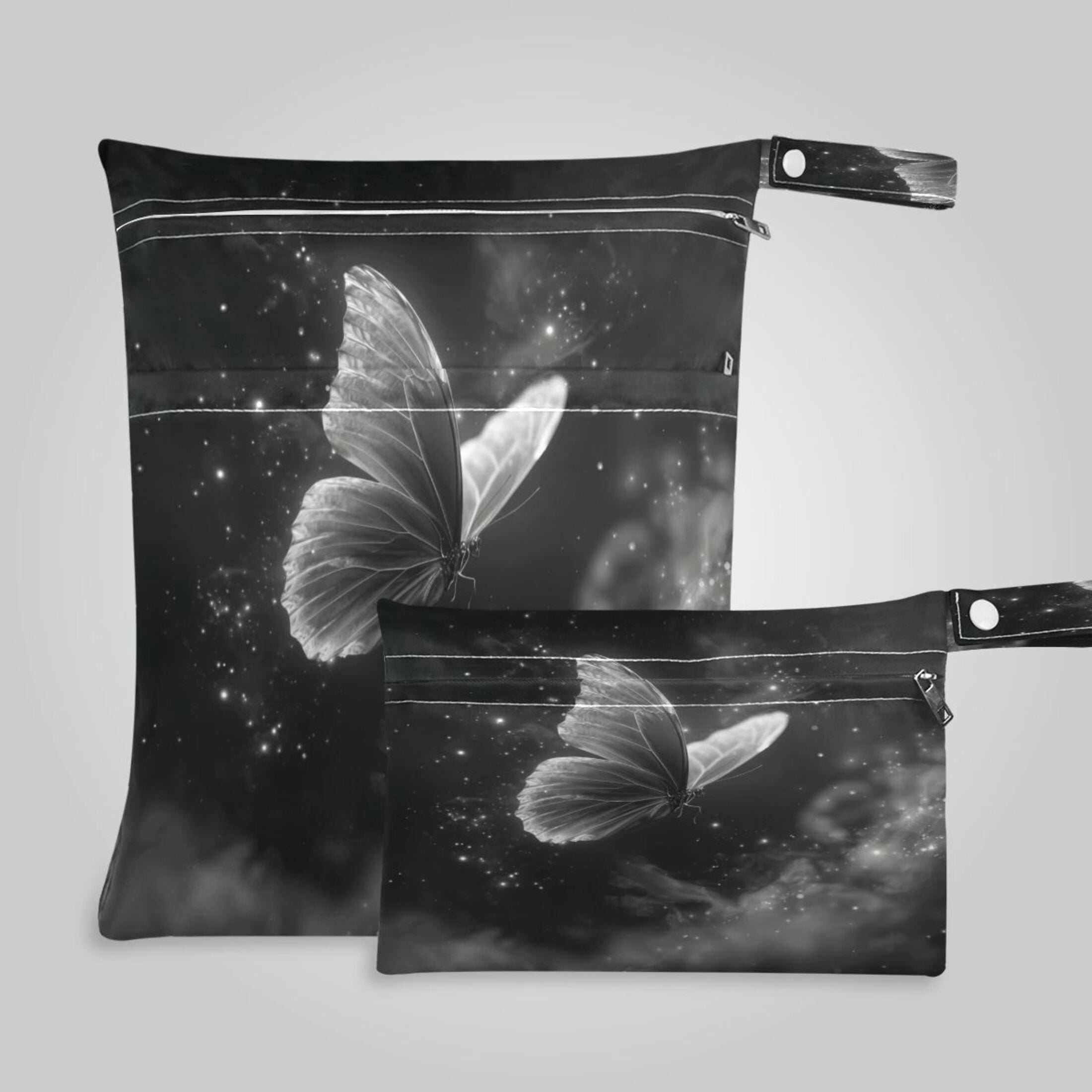 2 Pack Wet Dry Bags,Silver-glittering Butterfly Pattern Waterproof ...
