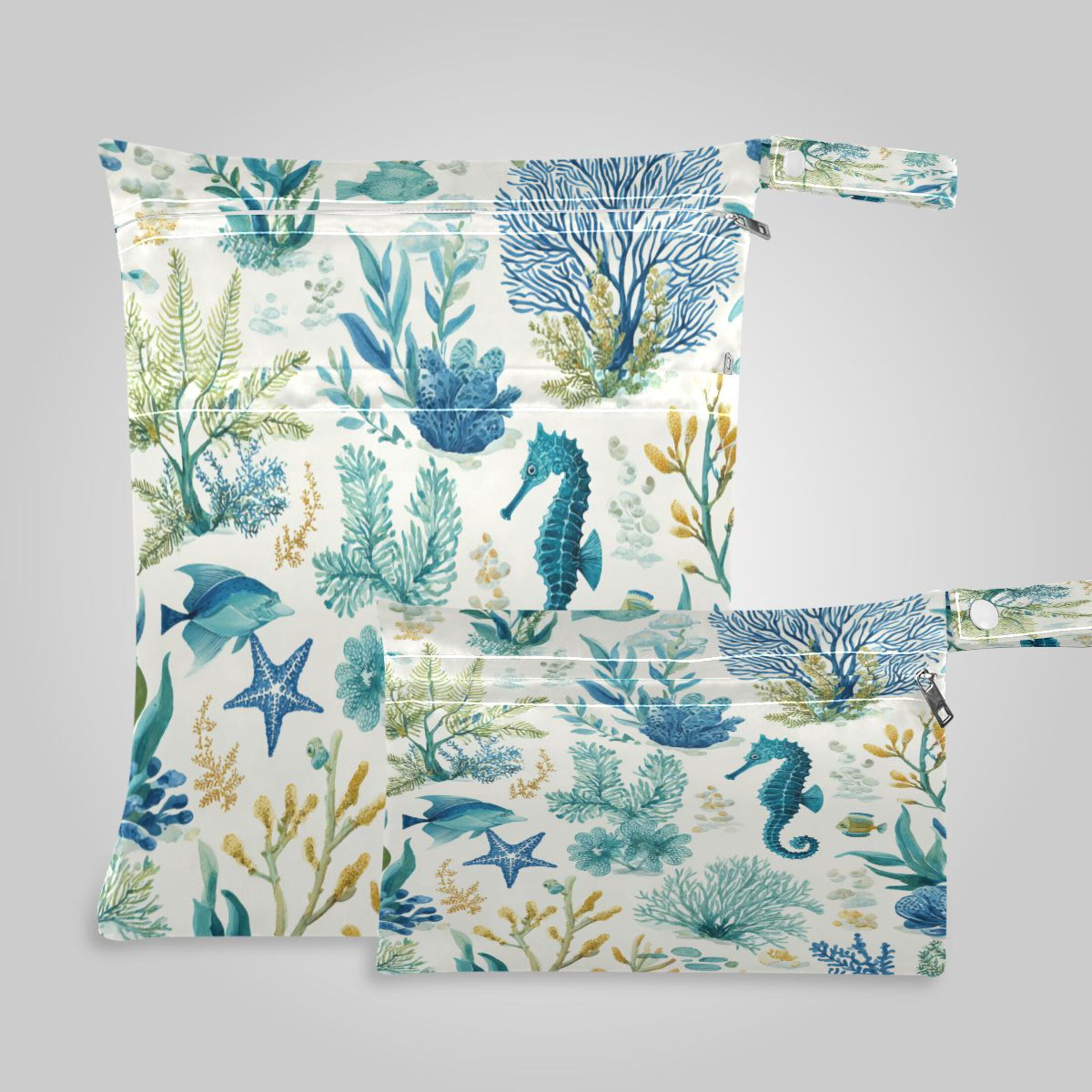 2 Pack Wet Dry Bags,Underwater Botanical Pattern Waterproof Reusable ...