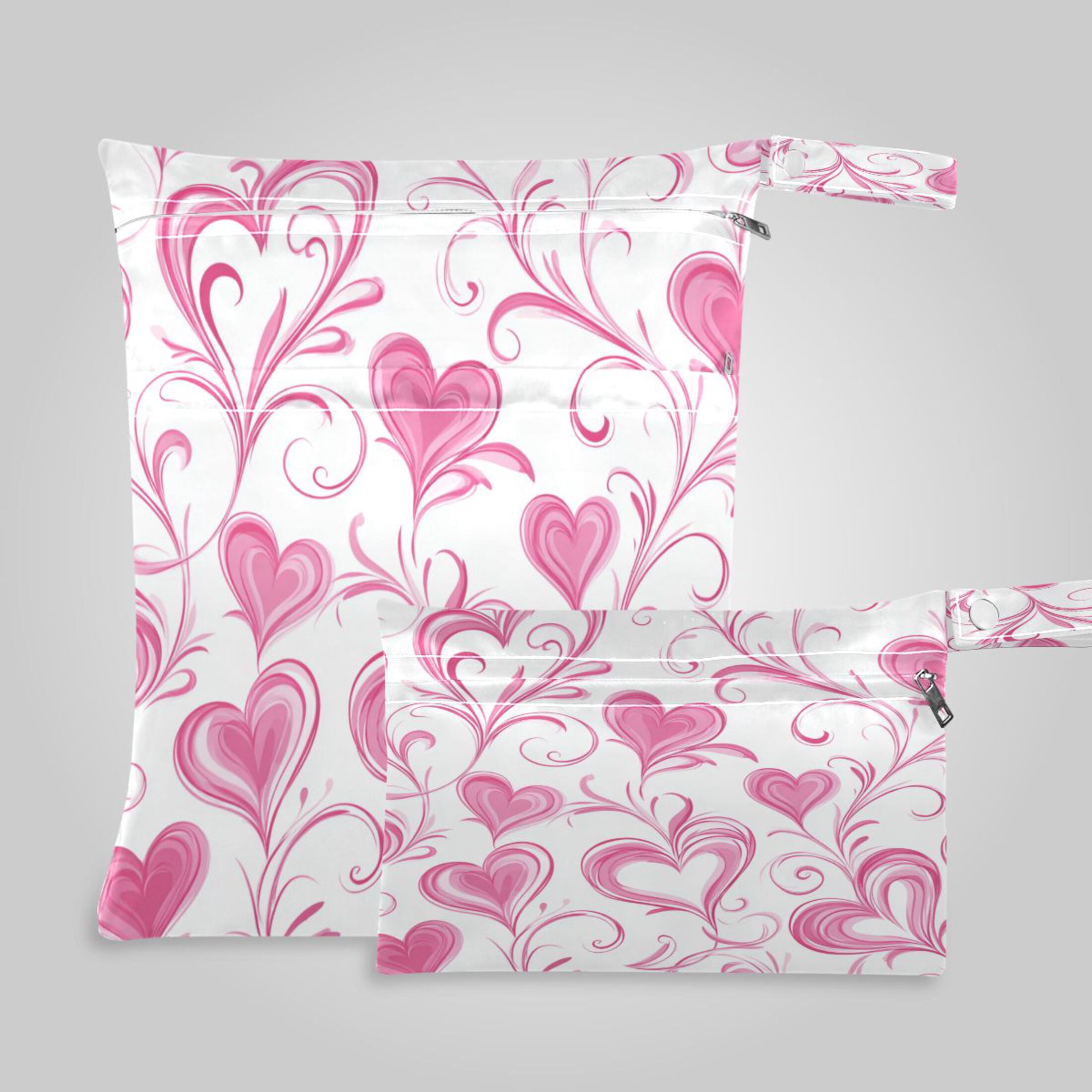 2 Pack Wet Dry Bags,Whimsical Heart Tendrils Waterproof Reusable Dual ...