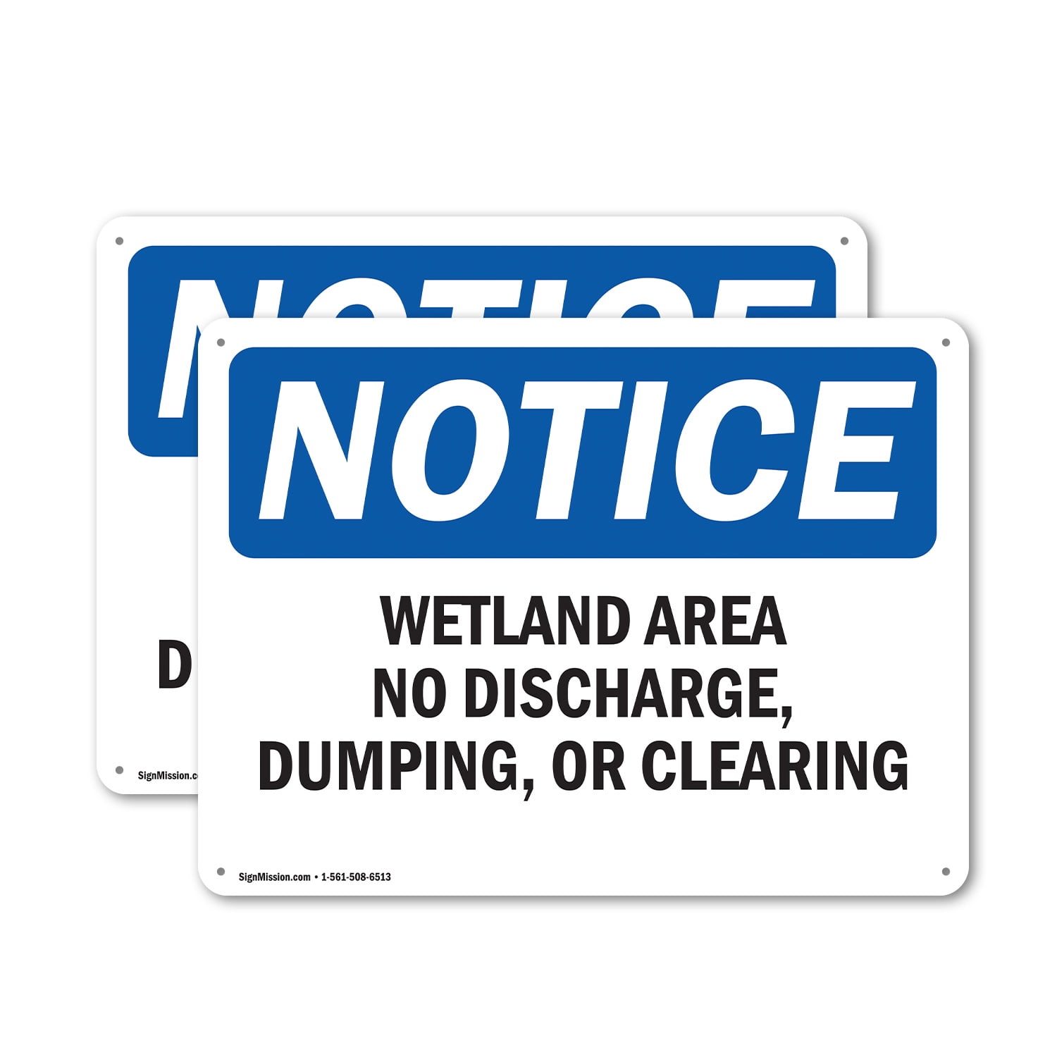(2 Pack) Wetland Area No Discharge Dumping Or Clearing OSHA Notice Sign ...