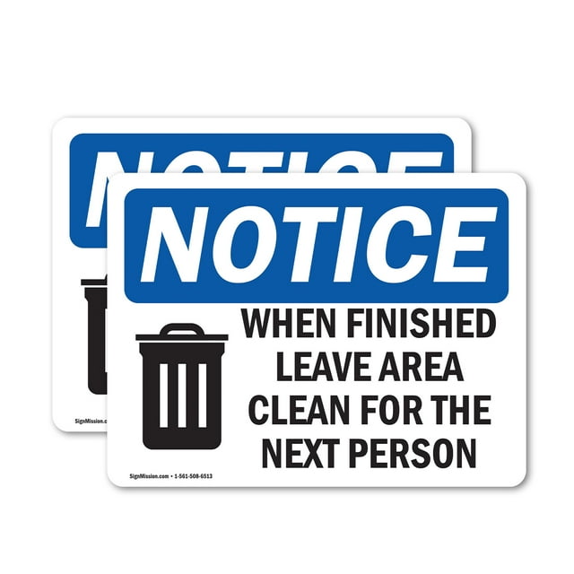 (2 Pack) When Finished Leave Area Clean Sign - Walmart.com