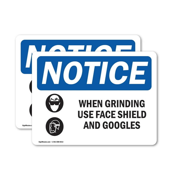 (2 Pack) When Grinding Use Face Shield Sign - Walmart.com