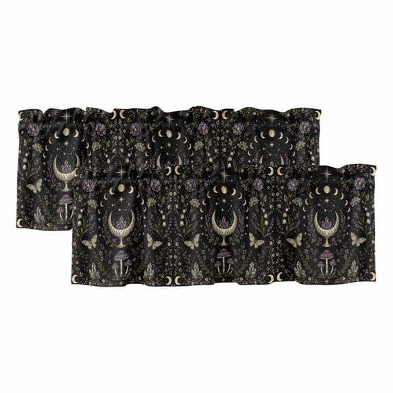 2 Pack Whimsical Lunar Valance for Window Butterfly Moonphases Purple ...