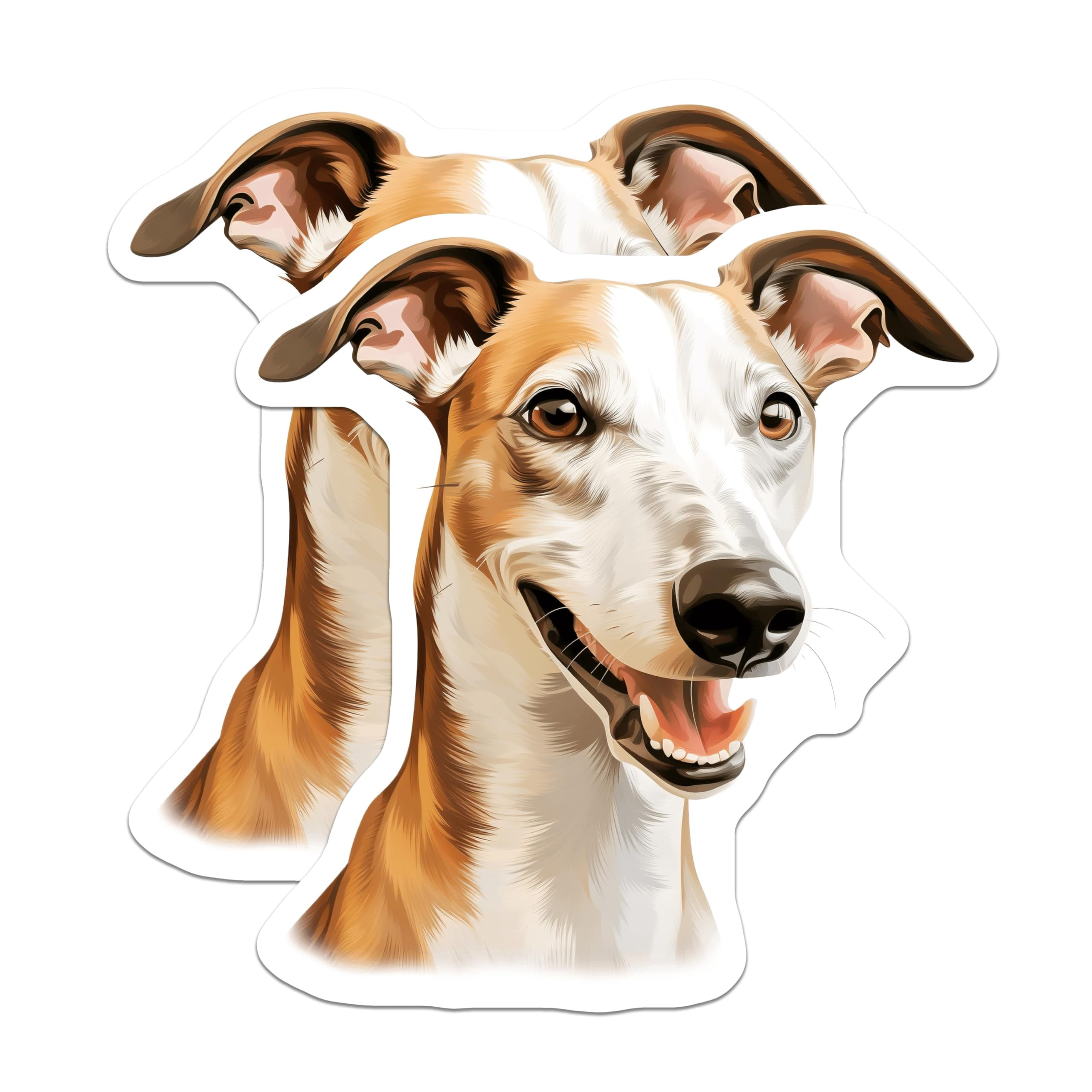 (2 Pack) Whippet Dog Stickers - Happy Greyhound Art - Pet Lover Decals ...