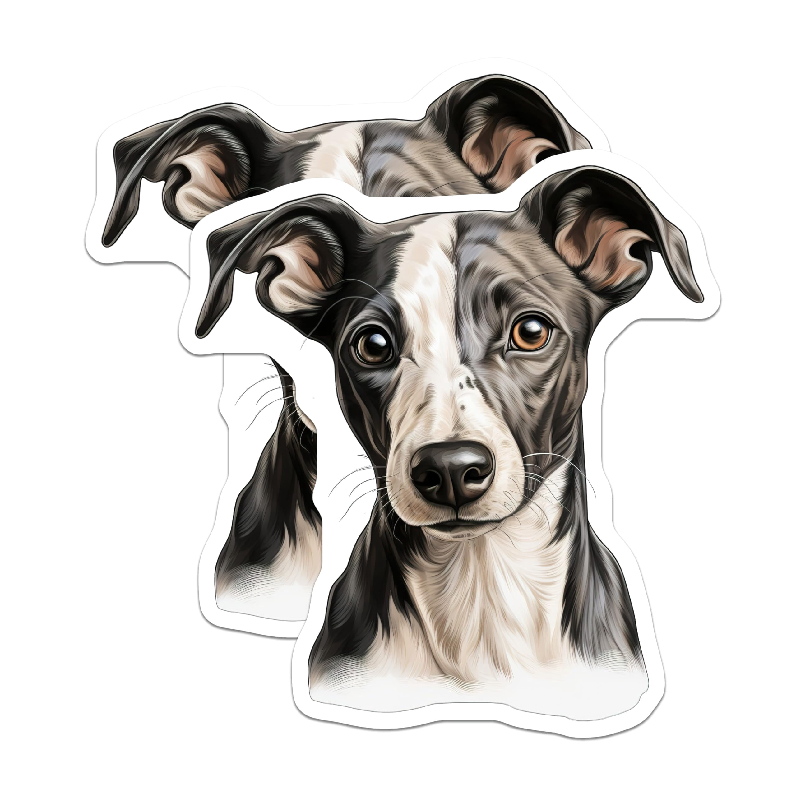(2 Pack) Whippet Dog Stickers - Italian Greyhound Art - Pet Lover ...