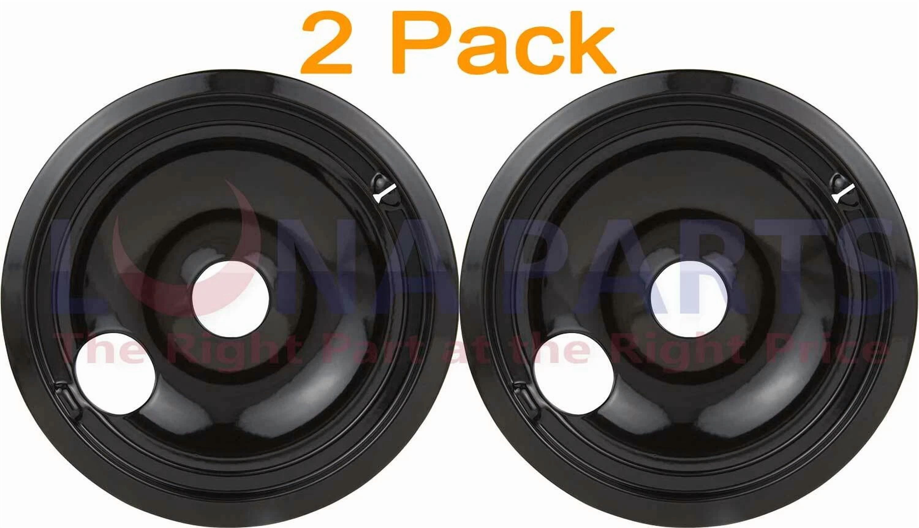 2 Pack Whirlpool Roper Range 8" Black Porcelain Burner Drip Bowl ...