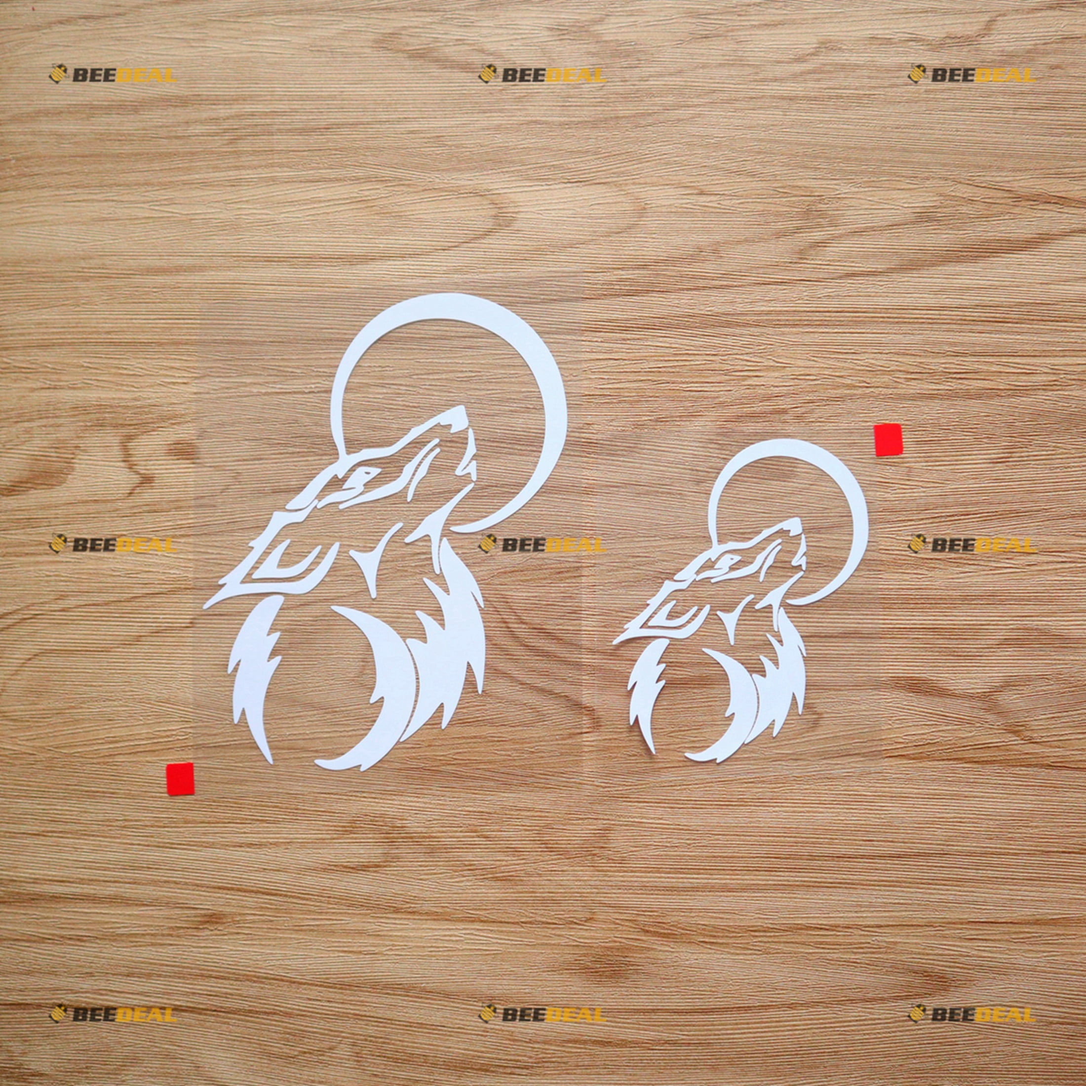 2 Pack White, 4 Inches, 6 Inches - Crescent Moon Wolf Howling Wolves ...