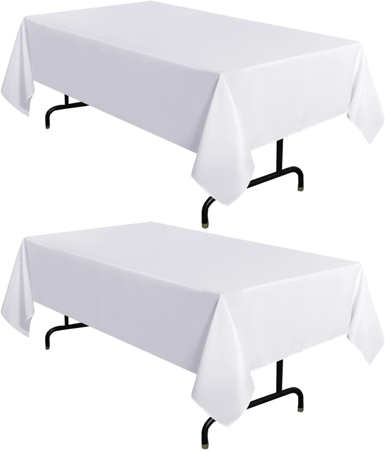 2 Pack White 60 x 102 Inch, Rectangle 6 Feet Table Cloth - Stain and ...