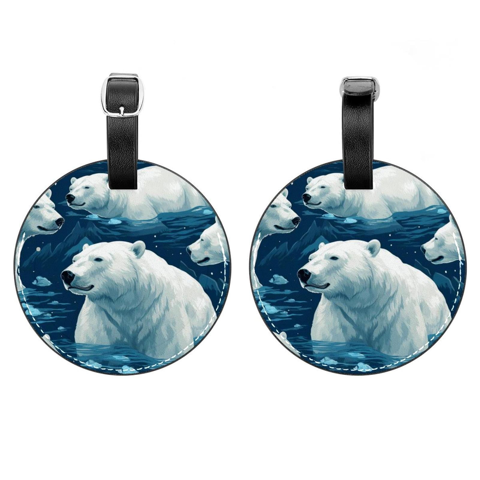 2 Pack White Bear Luggage Tag with Name ID Card Perfect to Quickly Spot ...