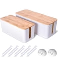 2 Pack White Cable Management Box Wooden Style Cord Organizer and Cover ...