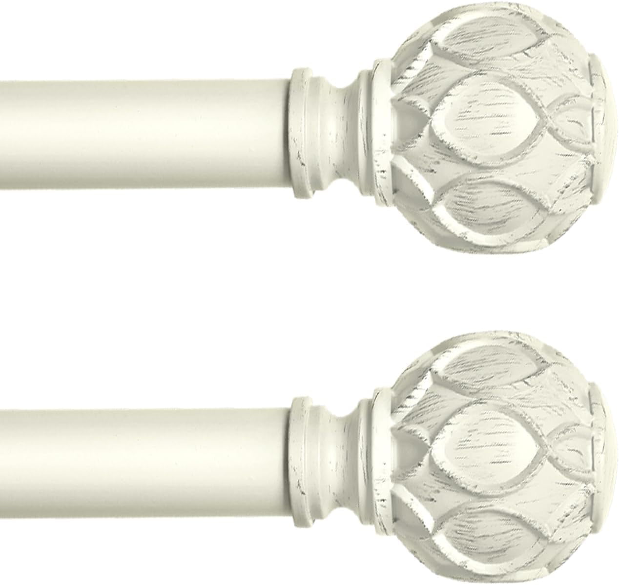 2 Pack White Curtain Rods 48 To 84 Inch 1 Inch Adjustable Curtain Rod ...