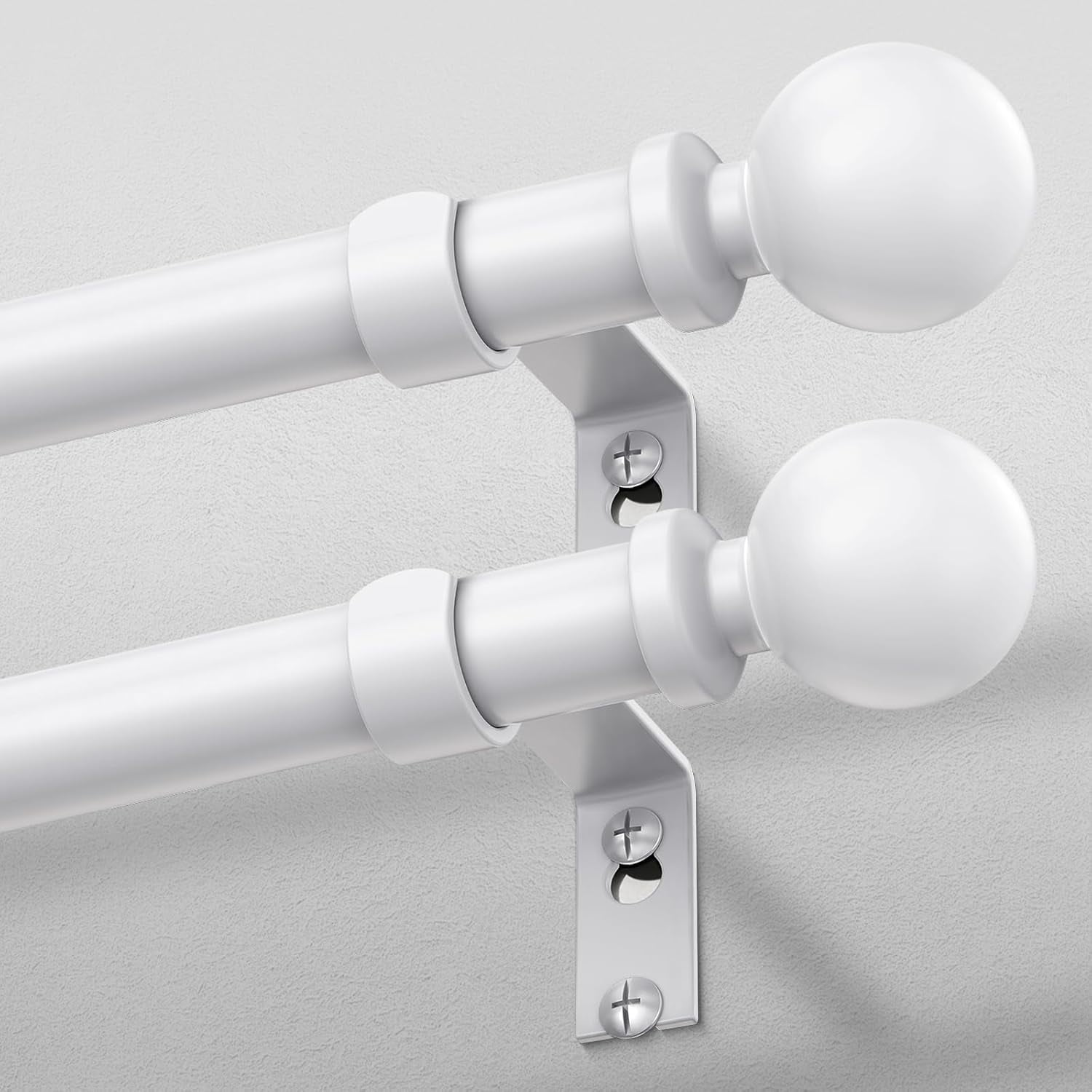 2 Pack White Curtain Rods for Windows 48 to 84 Inch, Adjustable Heavy ...