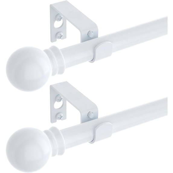 2 Pack White Heavy Duty Metal Curtain Rods with Brackets, Adjustable 28 ...
