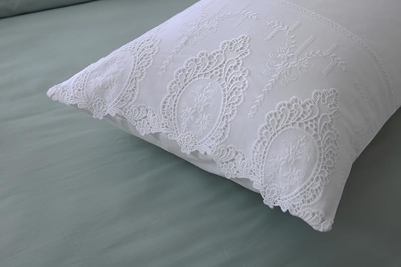 2-Pack White Hollowed Out Lace Pillowcases Battenburg Lace Pillow Shams French Luxury Elegant ...