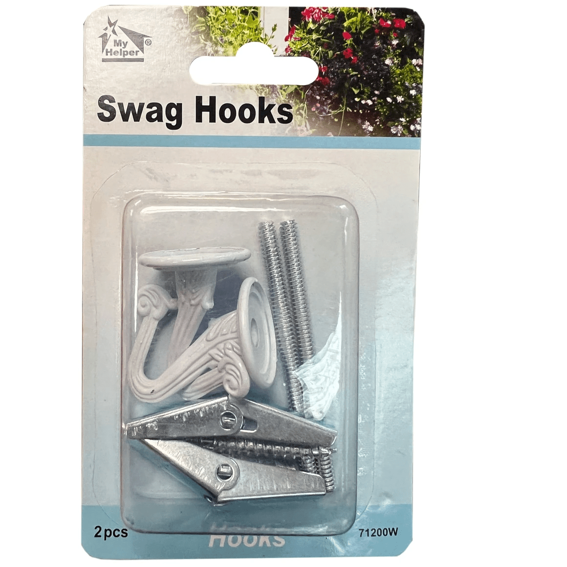 2 Pack White Hooks with Hardware, Secure Hanging for Light Fixtures ...