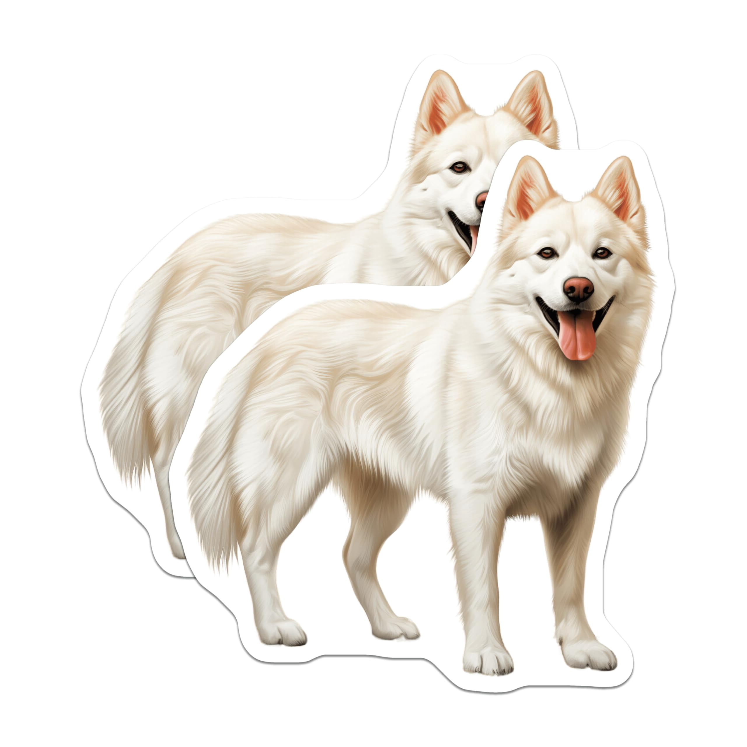 (2 Pack) White Husky Stickers - Happy Dog Decals - Smiling Siberian ...