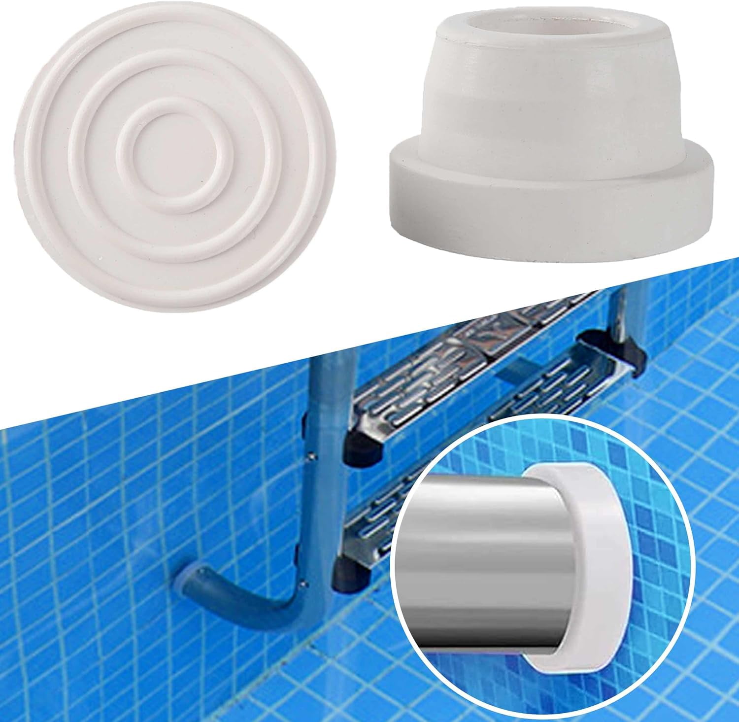 (2-Pack, White) Inside Pool Ladder Bumpers for Inground Pool - Pool ...
