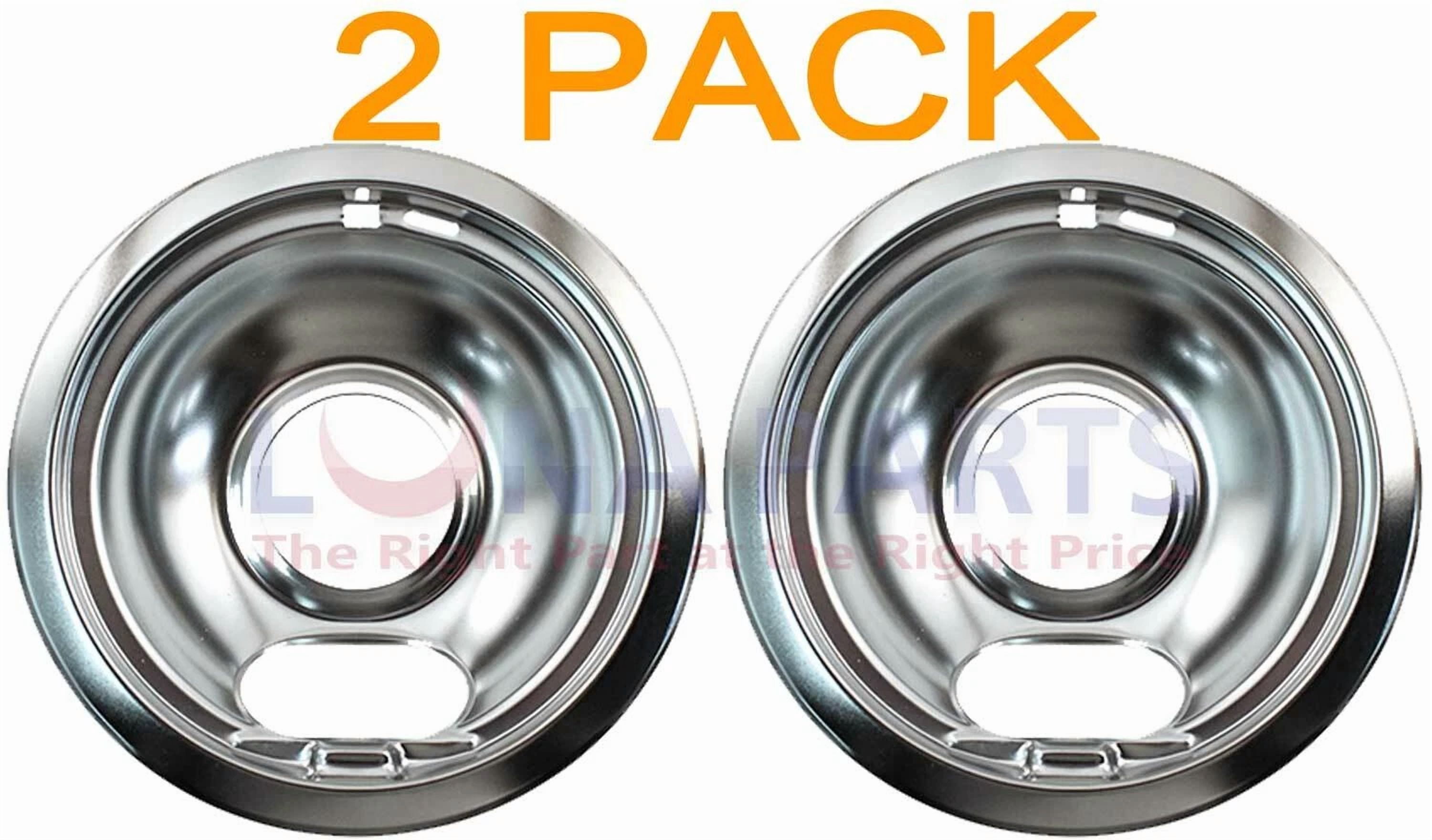 2 Pack White Kelvinator Stove 6" Burner Chrome Drip Pan Bowl 316048414 ...