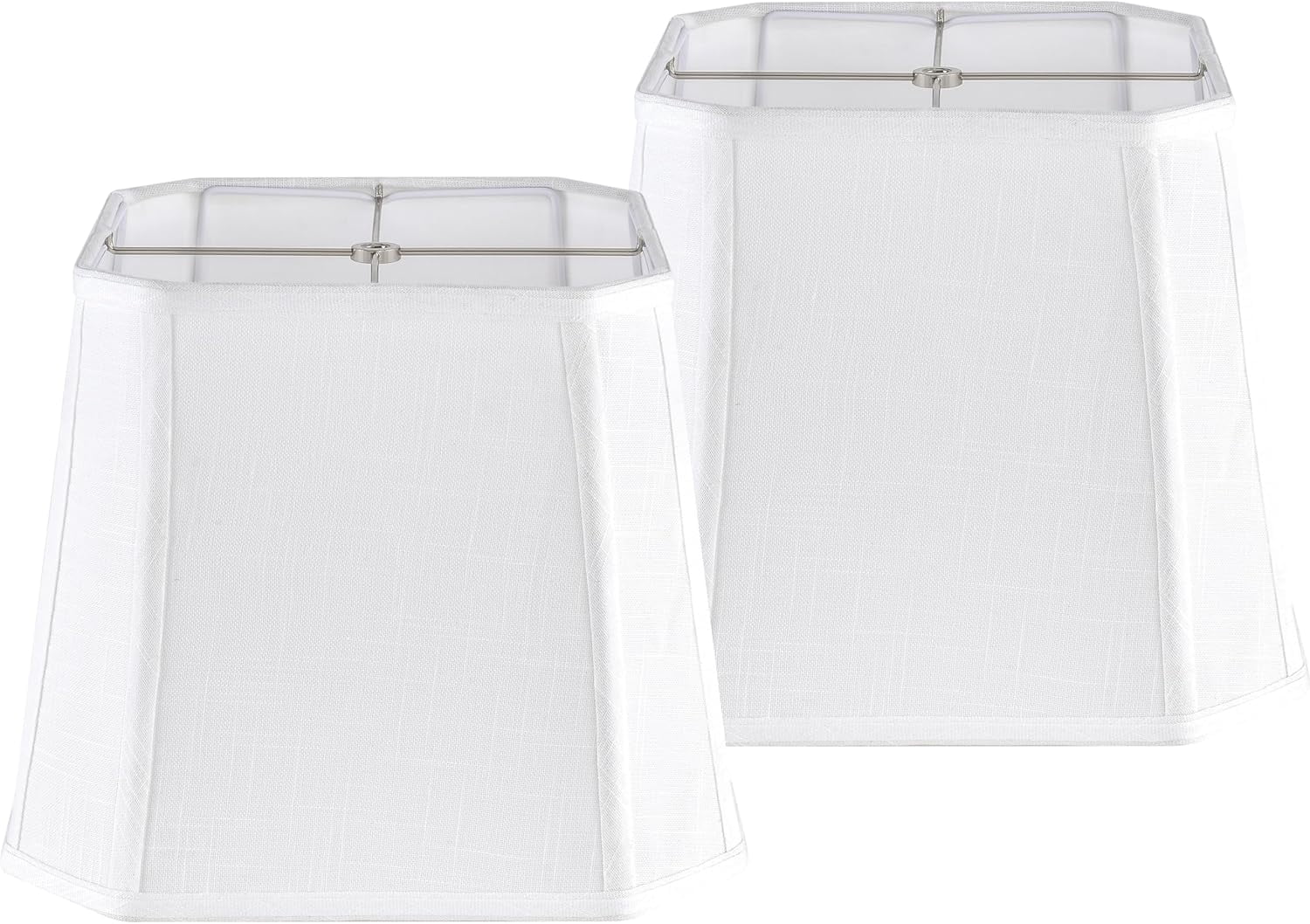 2 Pack White Linen Lamp Shades Square Cut Corners, 10"Top × 13" Bottom ...