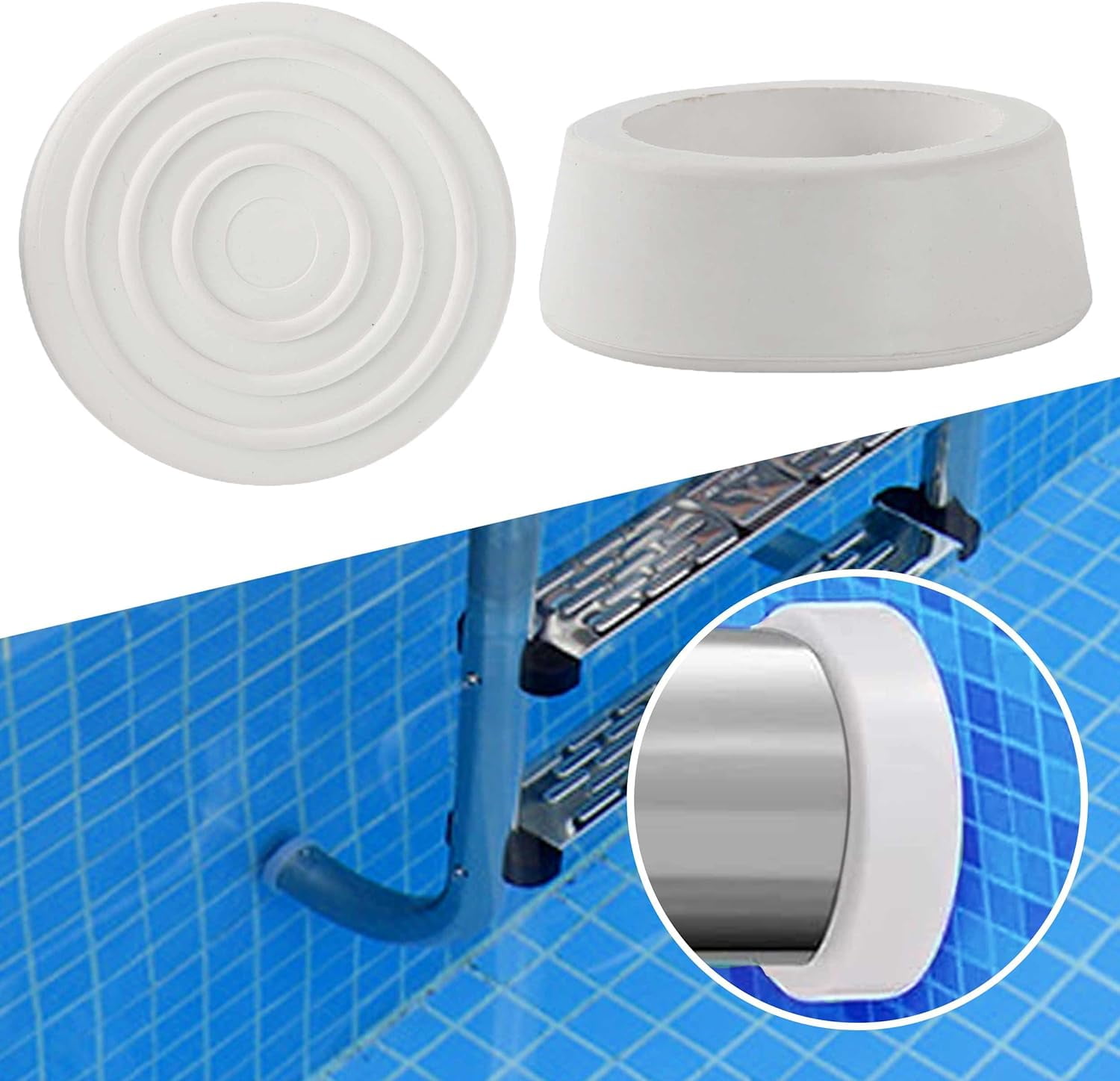 (2-Pack, White) Outside Pools Ladder Bumpers for Inground Pools Ladder ...