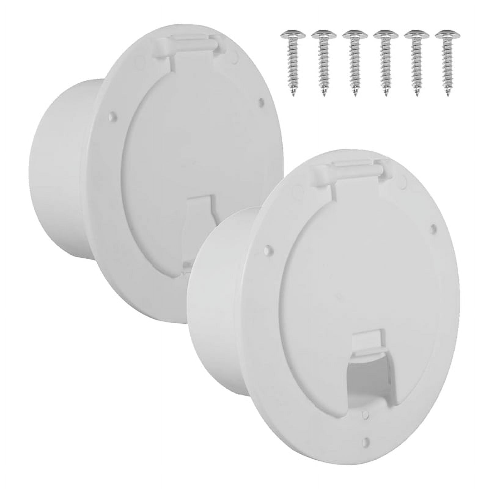 2-Pack, White RV Hatch Covers Round Electric Cable Hatch with Screws ...