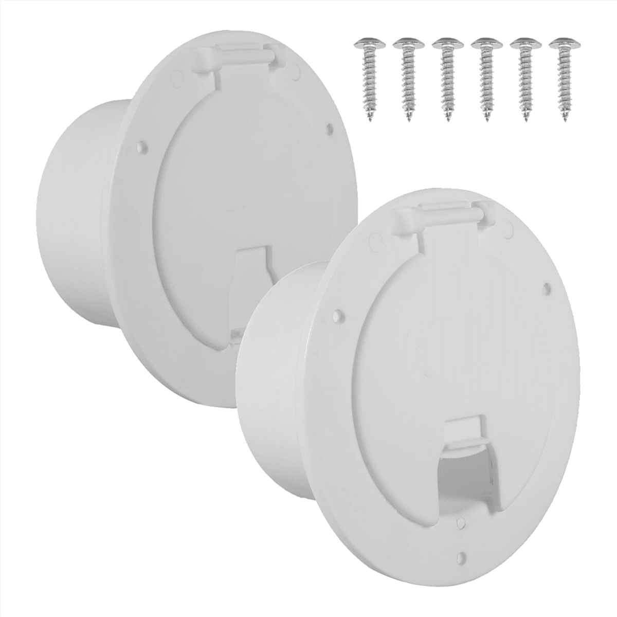 2-Pack, White RV Hatch Covers Round Electric Cable for Trailer Power ...
