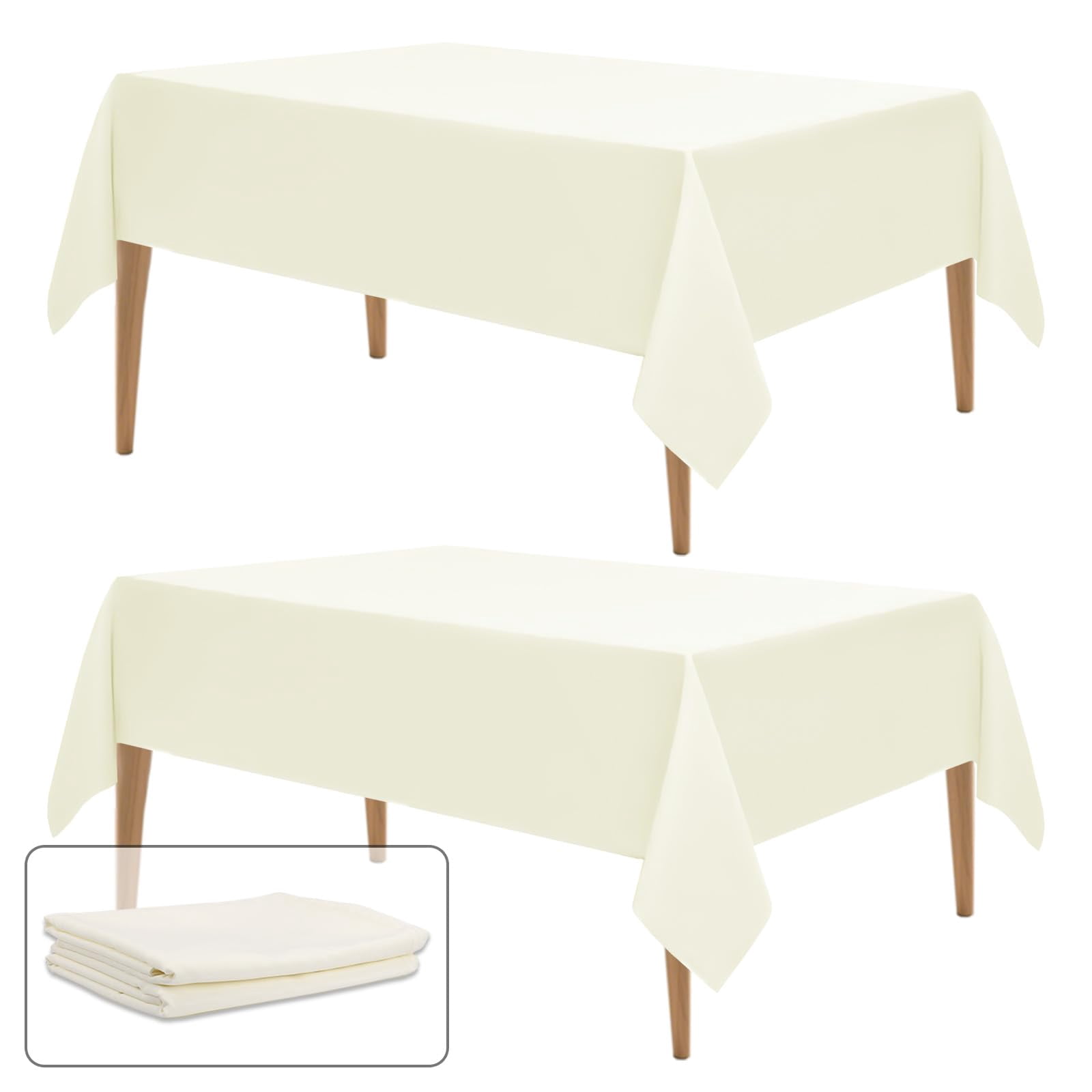 2 Pack White Rectangle Tablecloth 60x102 Inch Wrinkle Resistant ...