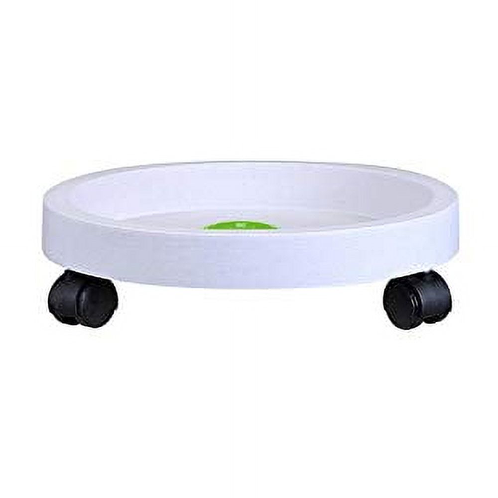 2 Pack White Round Potted Plant Tray, 10 Inch Plant Pallet Caddy with ...