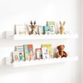 2-Pack White Scalloped Floating Shelves, Nursery Book Shelves for Wall ...
