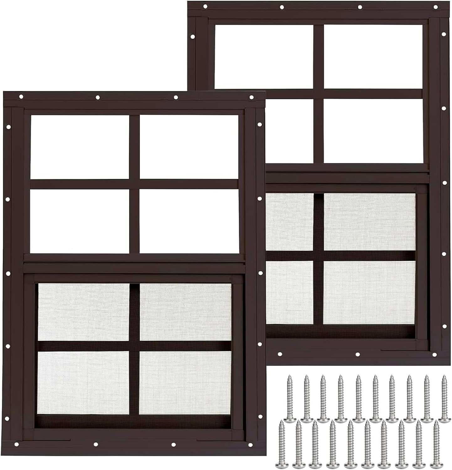 2 Pack White Shed Windows 12" x 18" Flush Mount Window with Tempered ...