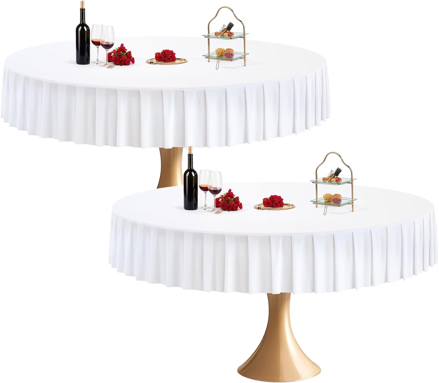 2 Pack White Spandex Round Tablecloths for 60-inch Table, Stretchy ...