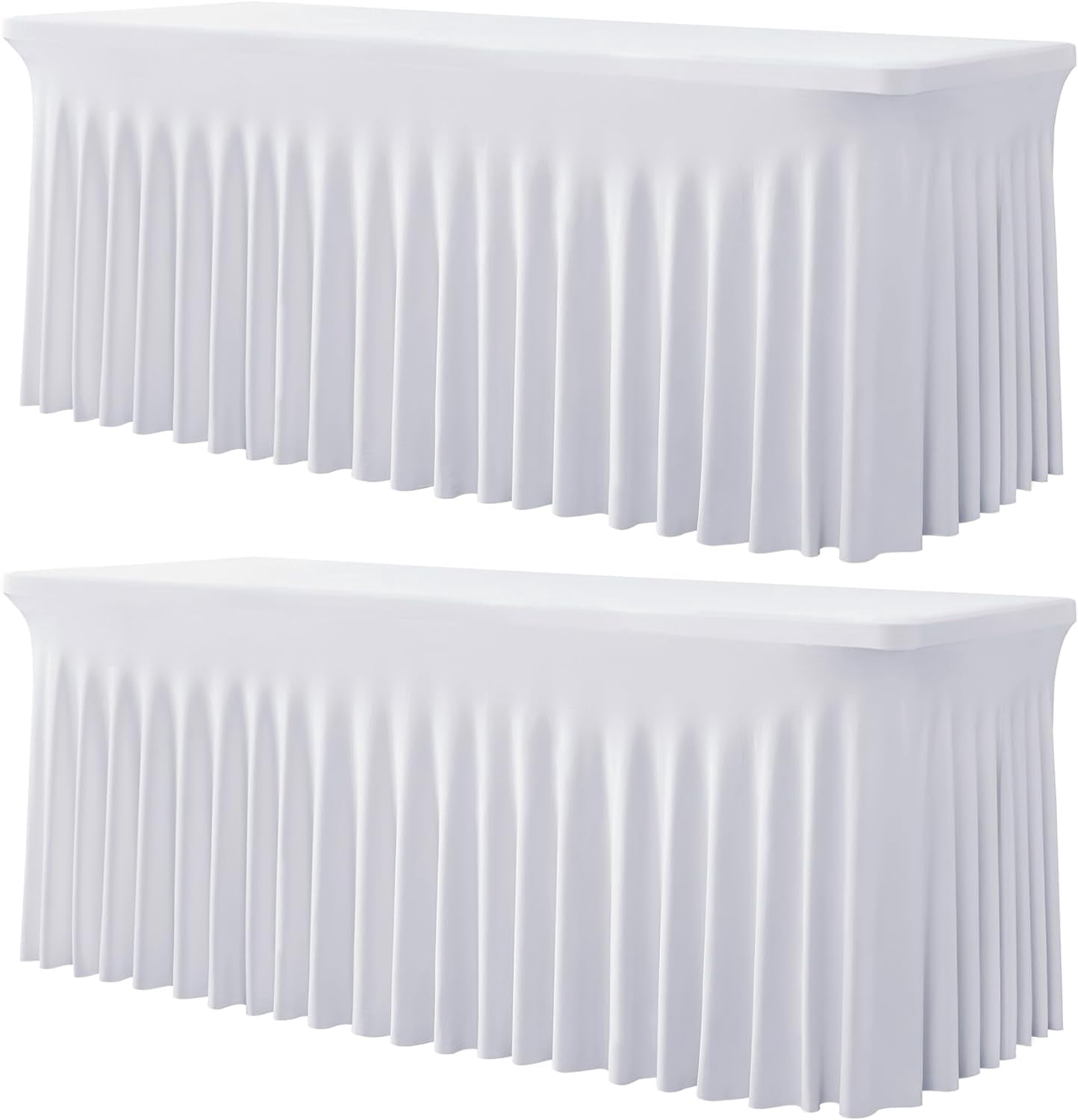 2 Pack White Spandex Tablecloths for 4 ft Rectangle Tables, Stretch ...