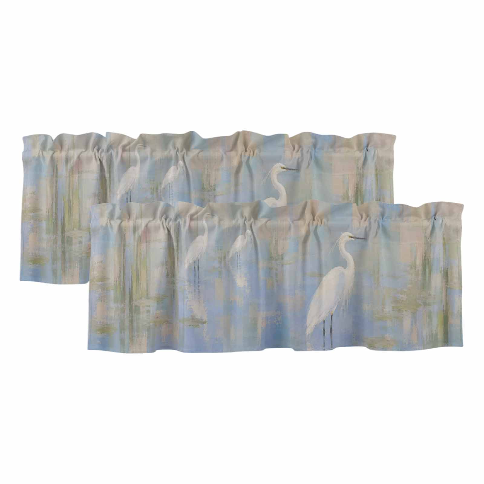2 Pack White Standing Egrets Valance for Window Minimalist Heron Bird ...