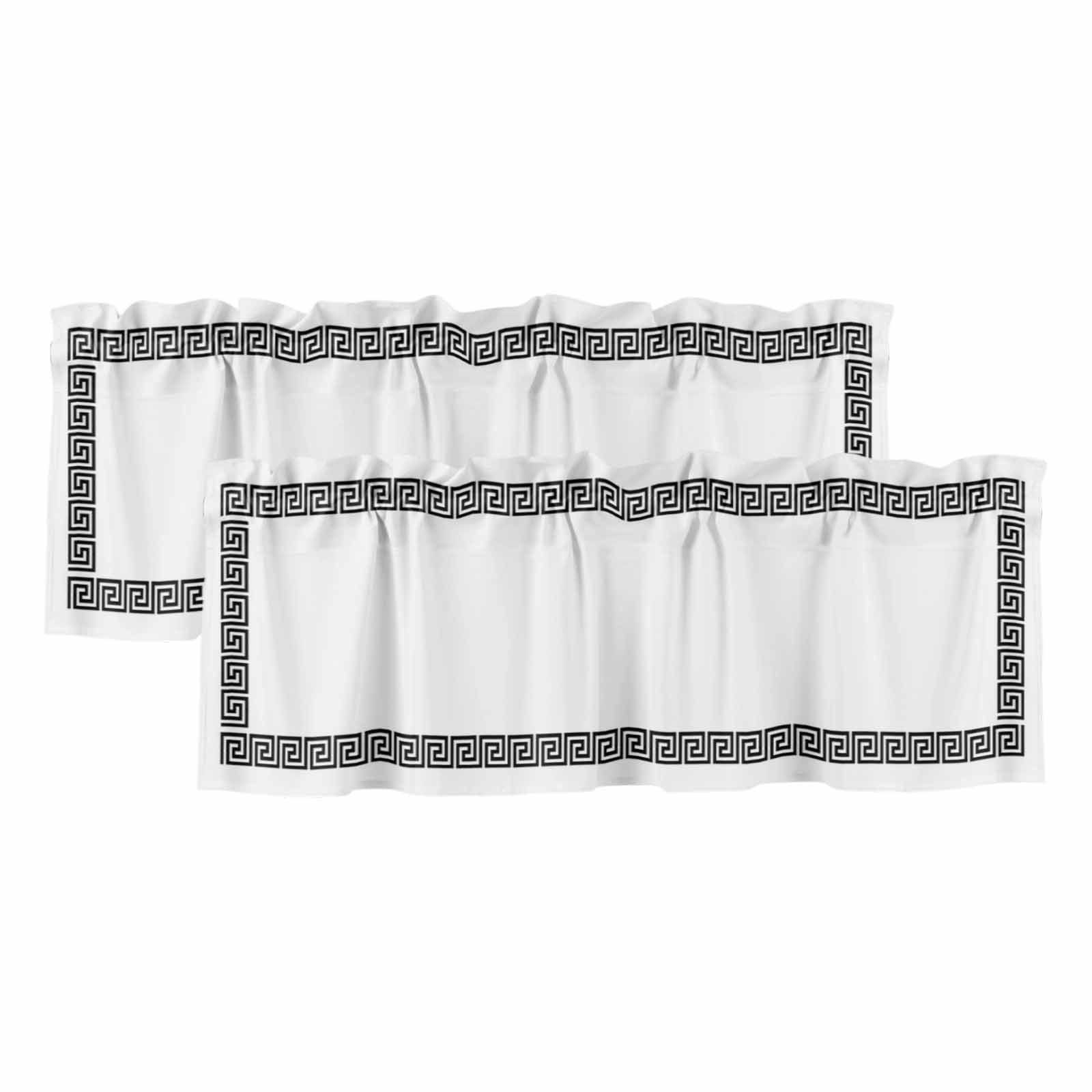 2 Pack White Traditional Valance for Window Greek Key Meander Border ...