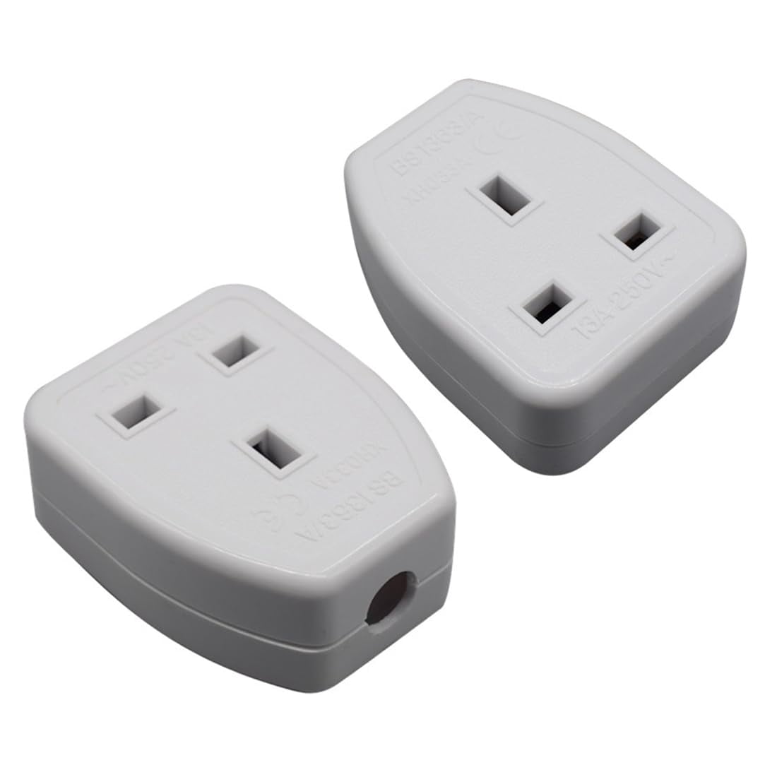 (2 Pack) White UK British Standard Power Adaptor Detachable Female ...
